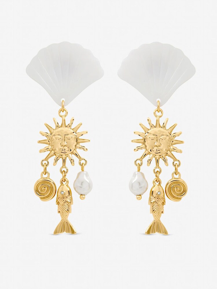 Buy Mood Gold Tone Statement Shell Drop Earrings from the Next UK ...