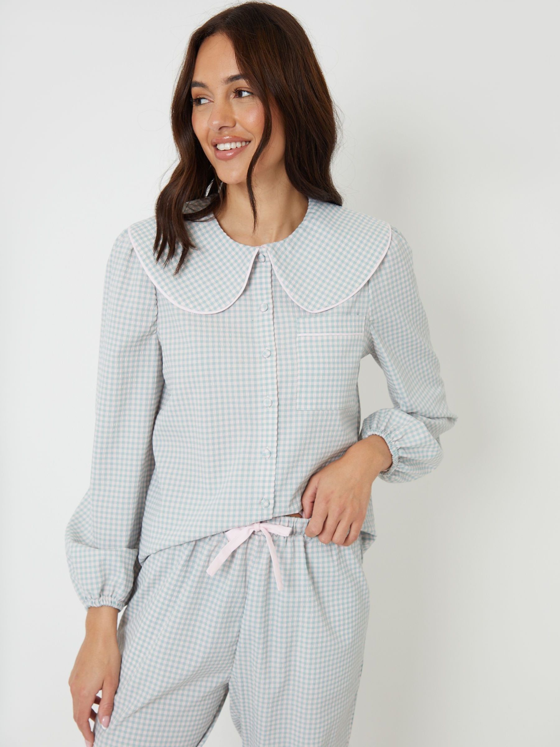 Buy Threadbare Blue Peter Pan Collar Long Pyjama Set from Next Pakistan
