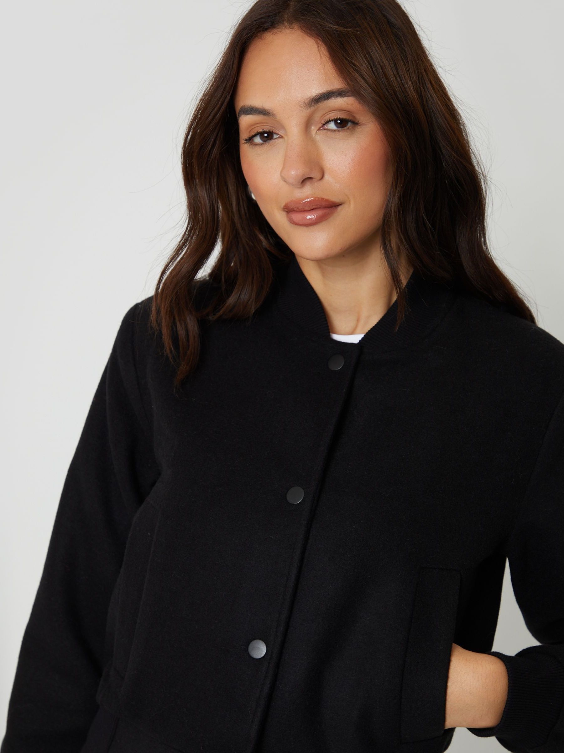 Buy Threadbare Black Ground Faux Wool Bomber Jacket from the Next UK ...