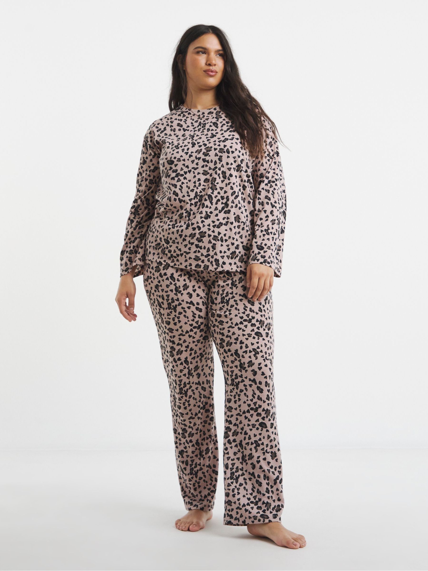 Buy Simply Be Black Simply Be Value Leopard Pyjamas Set 2 Pack from ...