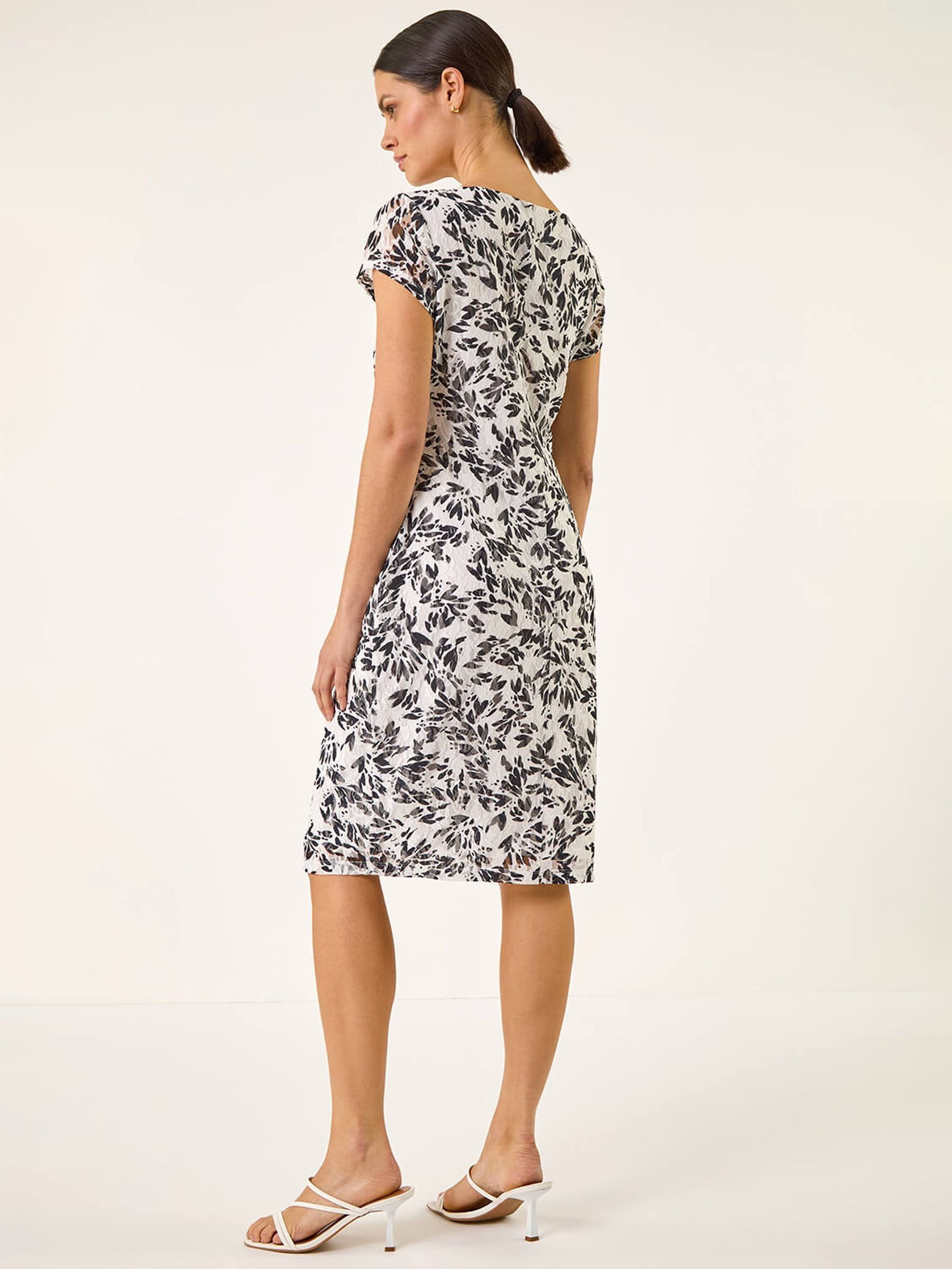 Buy Roman White Heart Print Lace Stretch Dress from Next India
