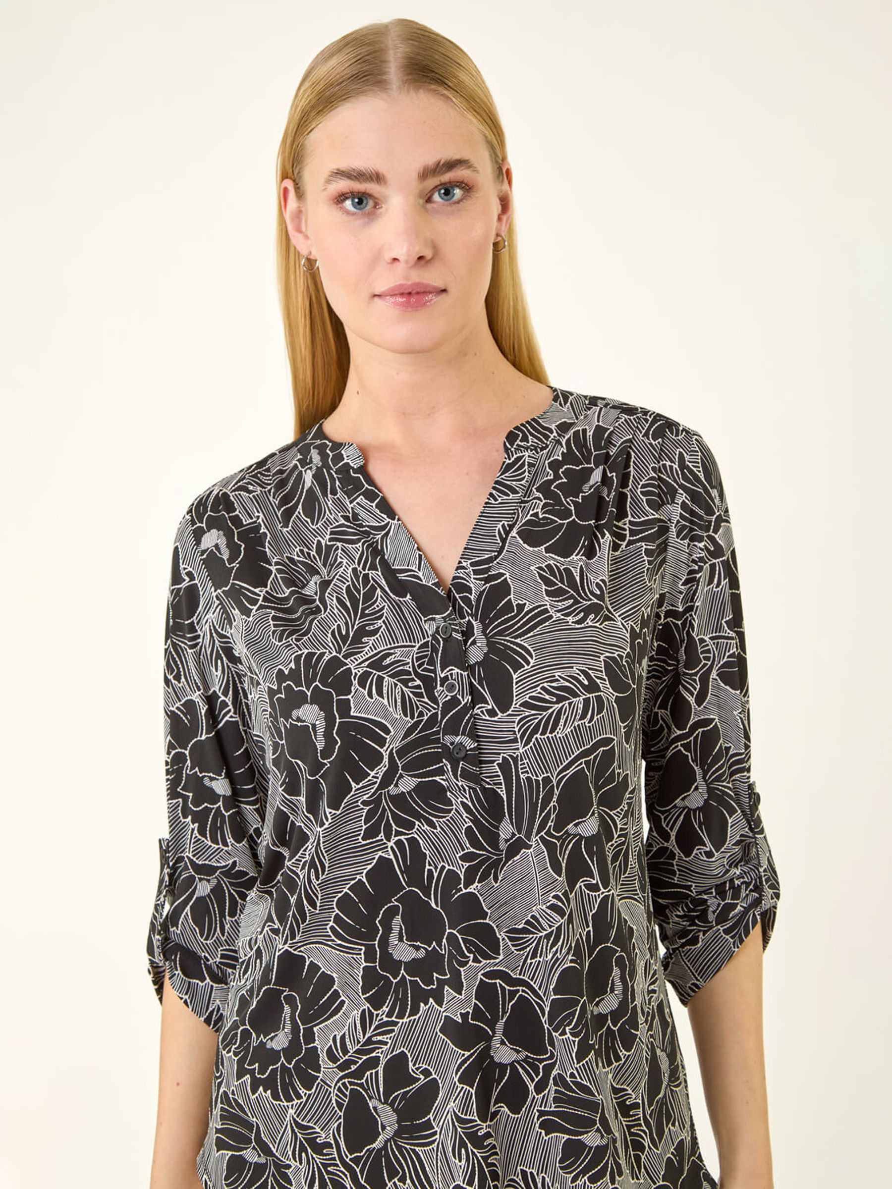 Buy Roman Black Puff Print Notch Neck Shirt from Next Ireland