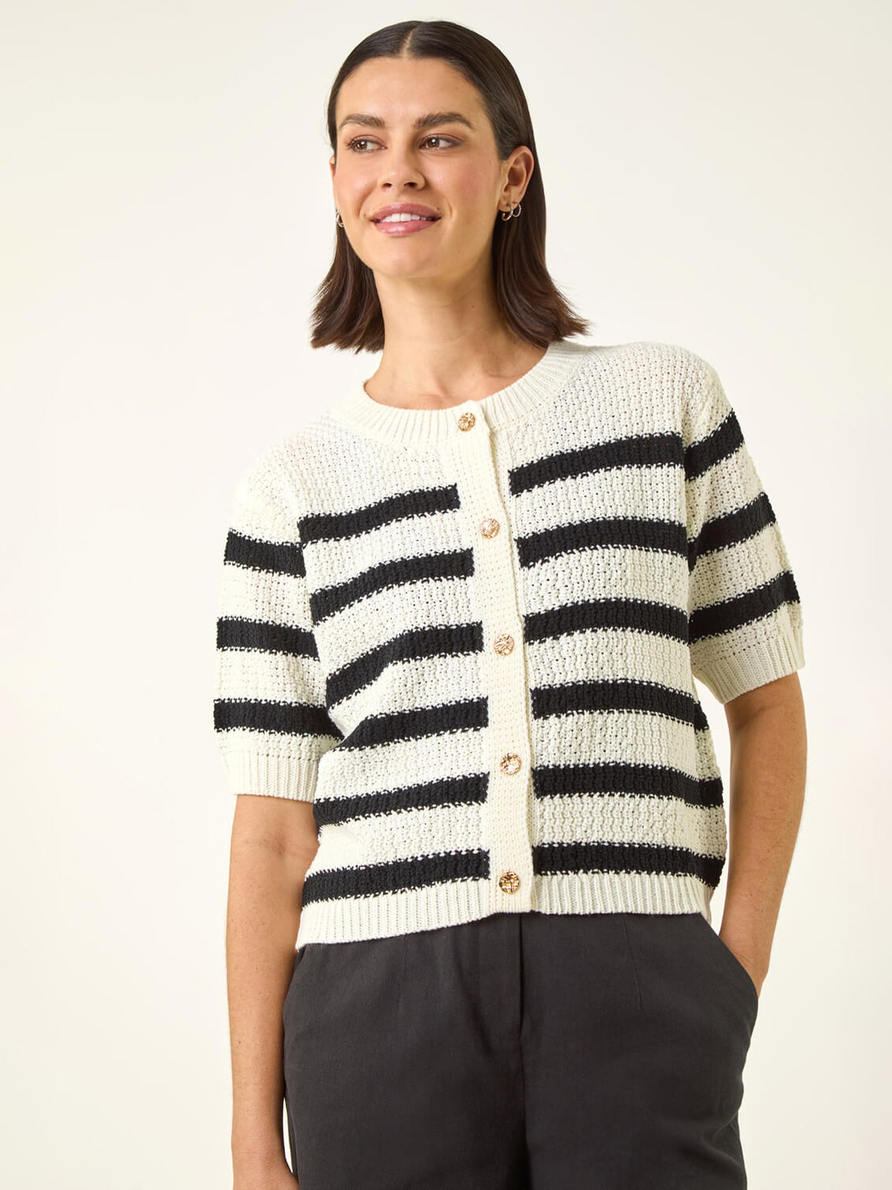 Buy Roman Stripe Button Knit Cardigan from Next Netherlands