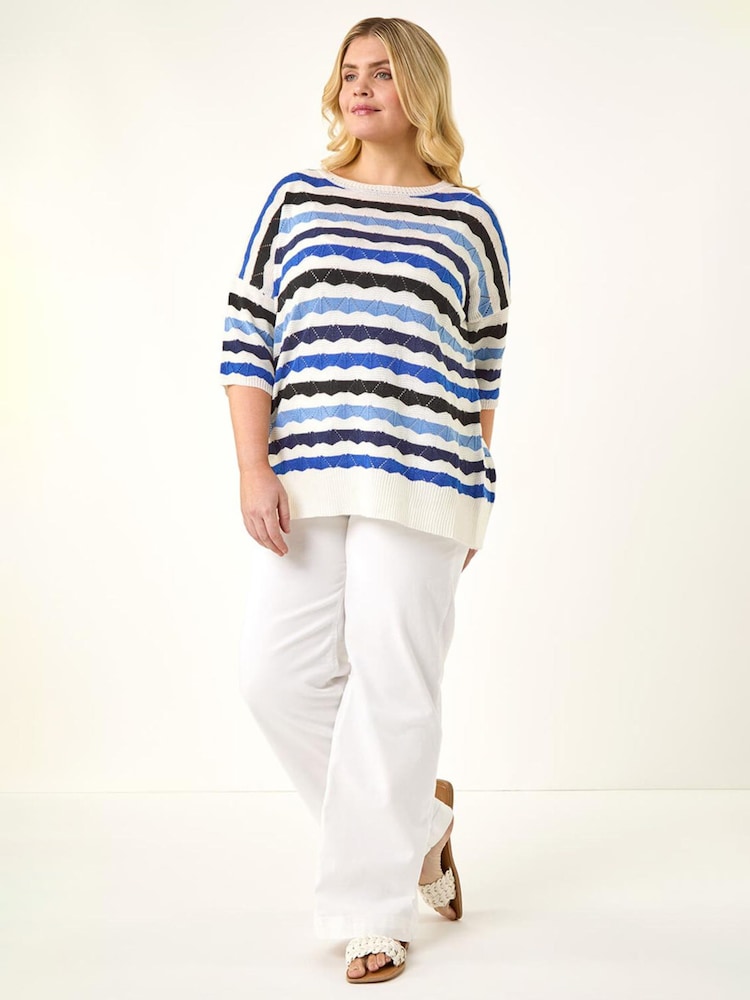 Buy Roman Blue Curve Wave Stripe Jumper from the Next UK online shop