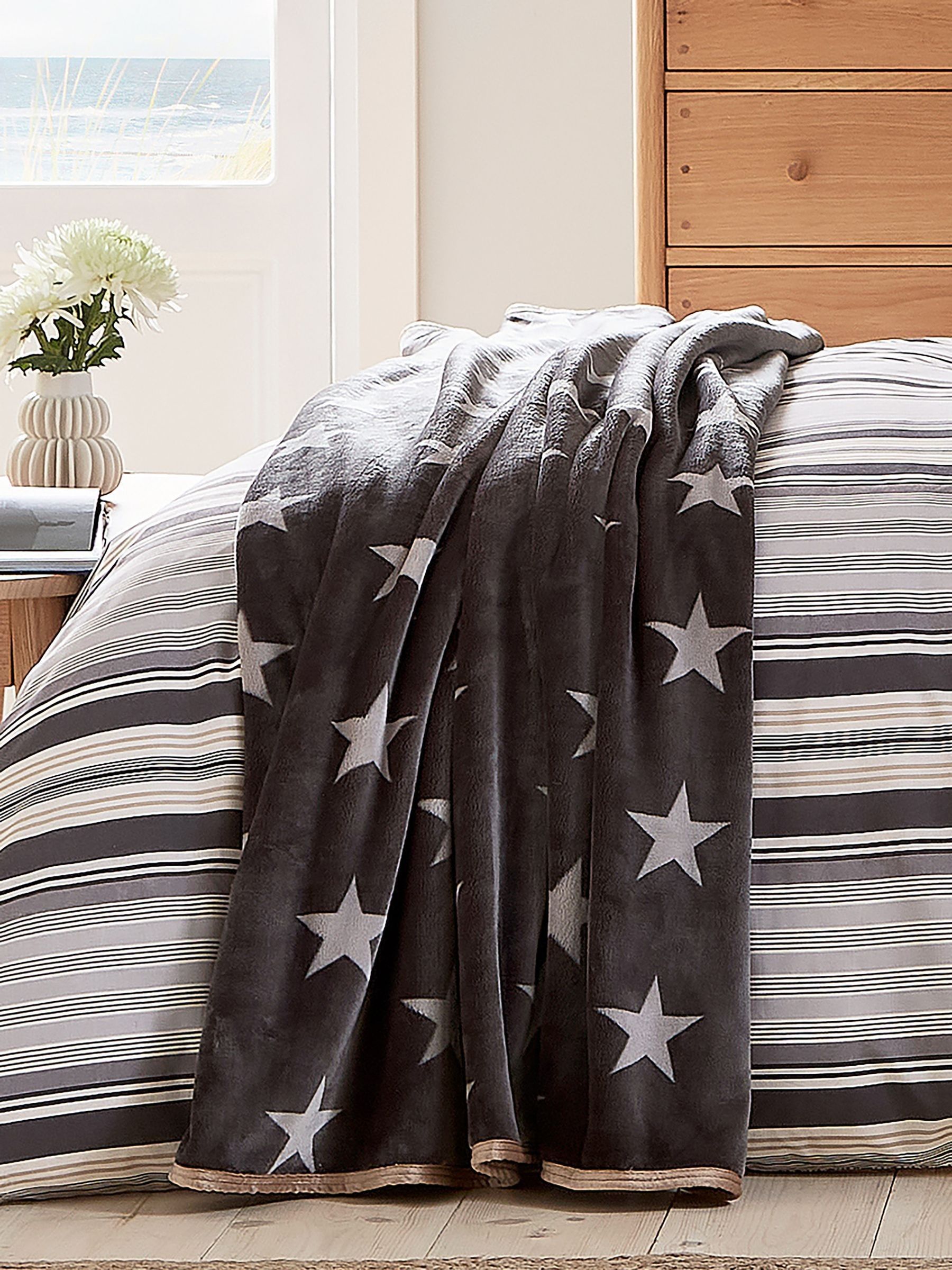Buy Helena Springfield Charcoal and Linen Star Cosy Fleece Throw from ...