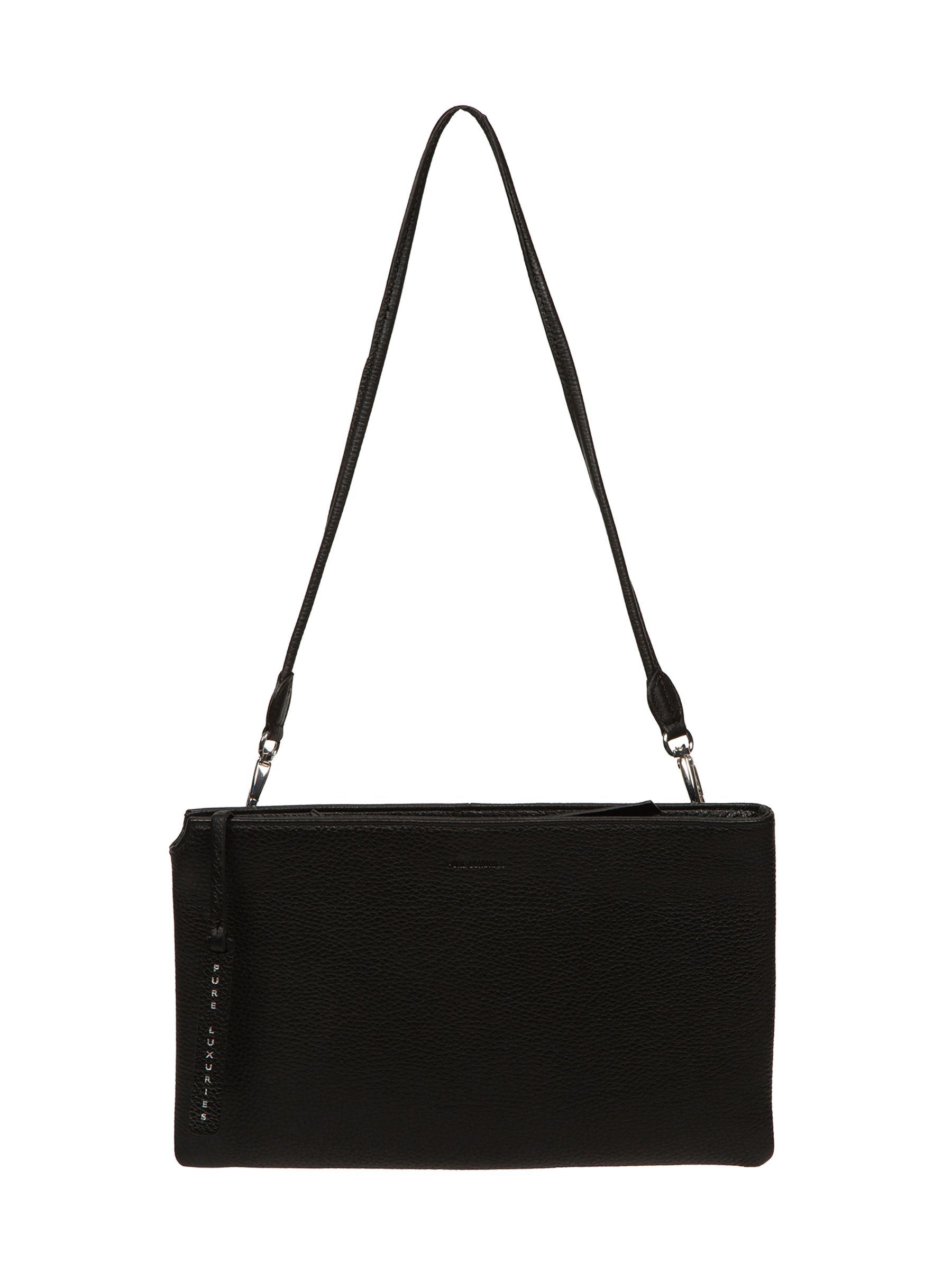 Buy Pure Luxuries London Venetia Leather Grab Clutch Black Bag from ...