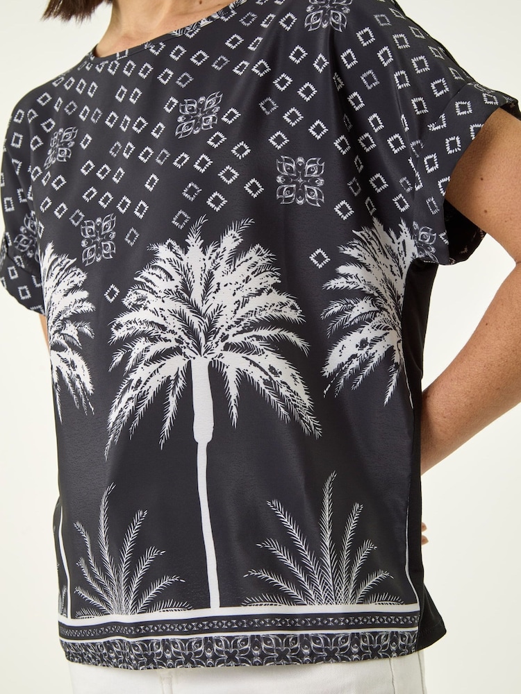 Buy Roman Black Palm Print Jersey Back Top from the Next UK online shop