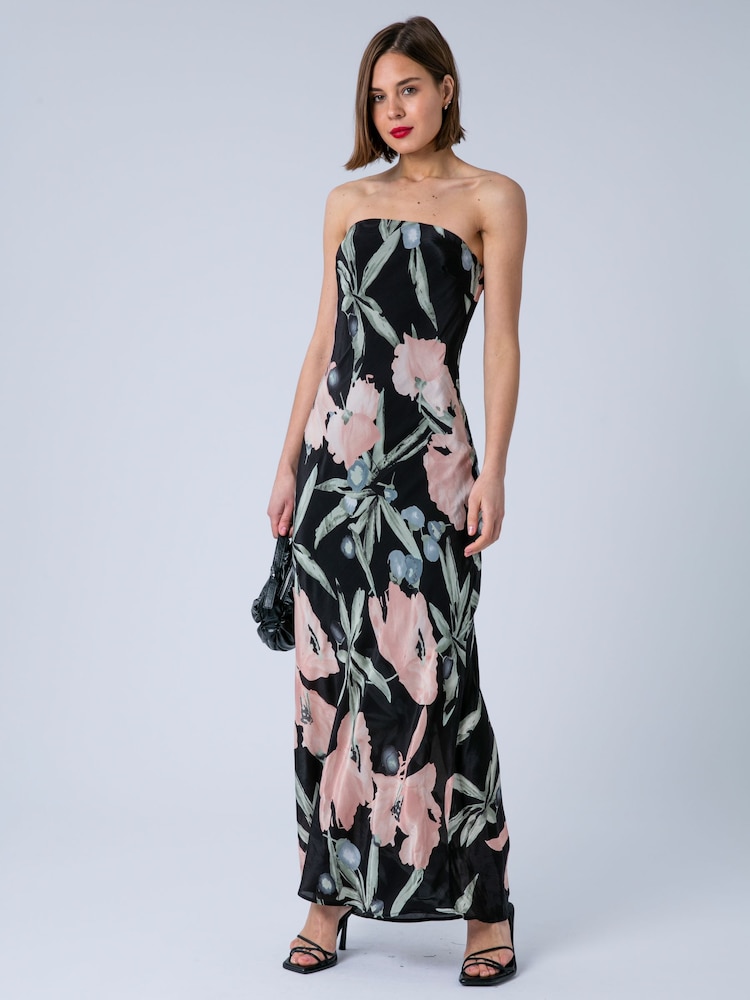 Buy Religion Pink Pretty Floral Freedom Bandeau Occasion Dress in Silky ...