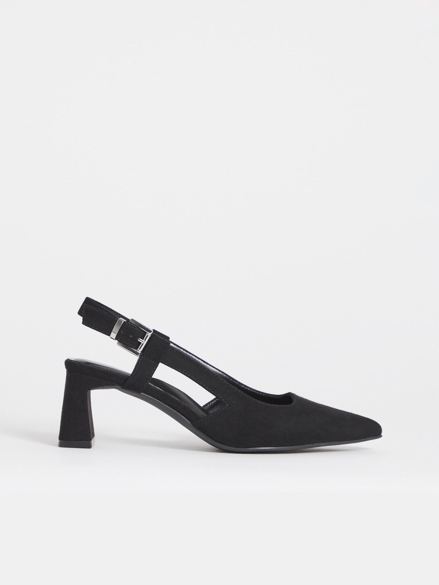 Buy Simply Be Black Wide Fit Pointed Toe Slingback With Statement Heels ...