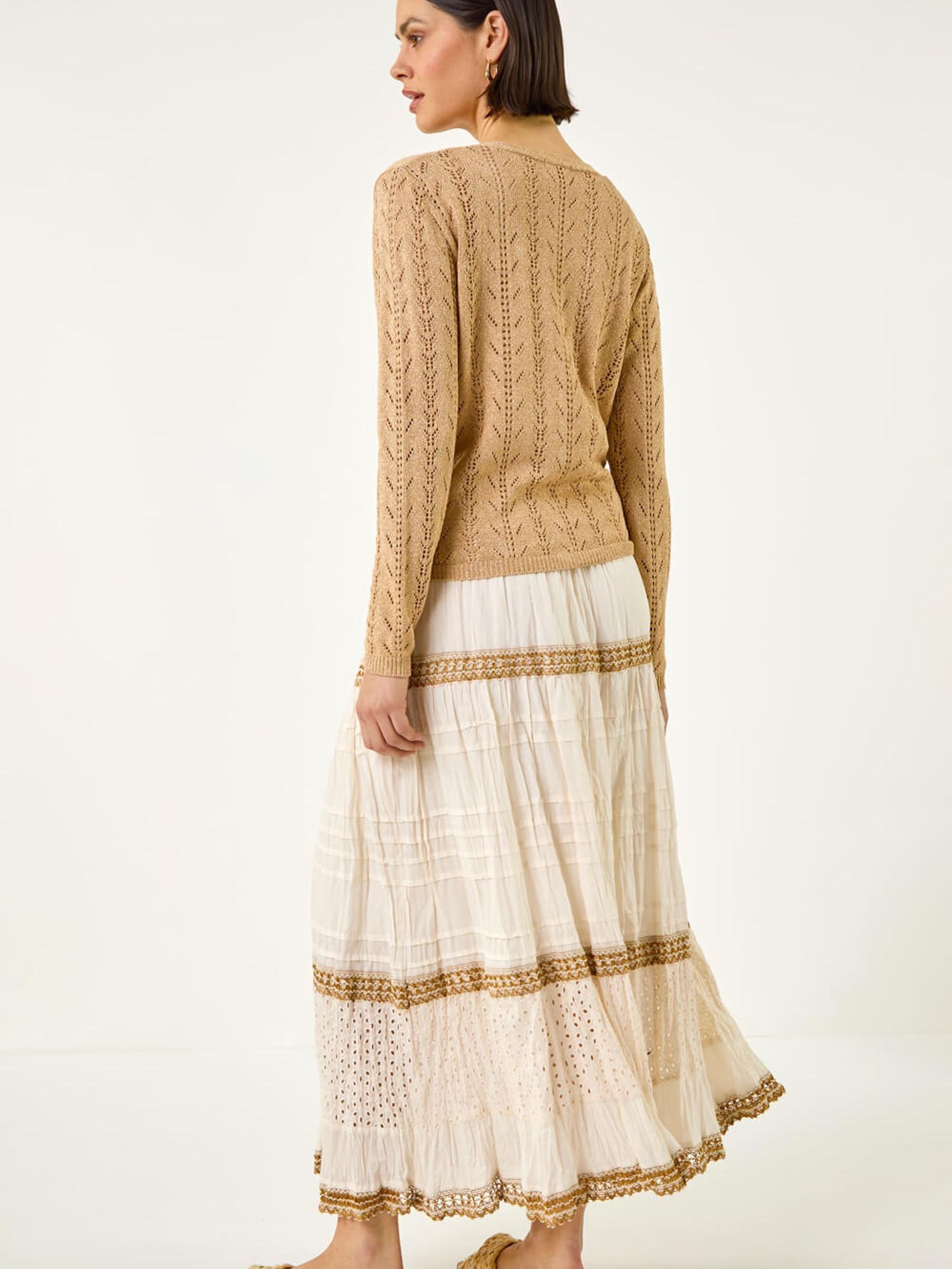 Buy Roman Natural Shimmer Button Knit Cardigan from the Next UK online shop