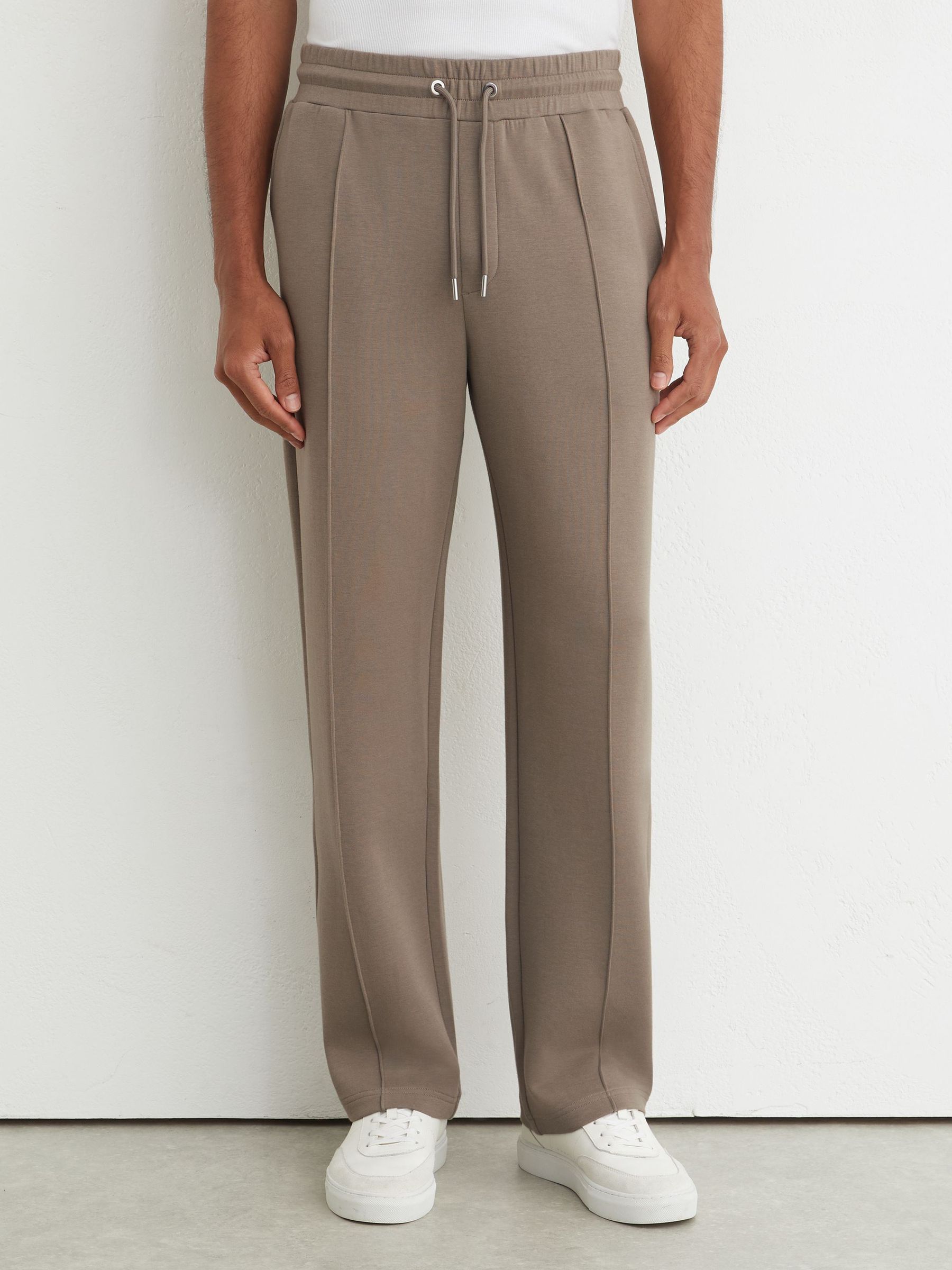 Buy Reiss Mushroom Brown Form Sueded Interlock Jersey Straight-Leg ...