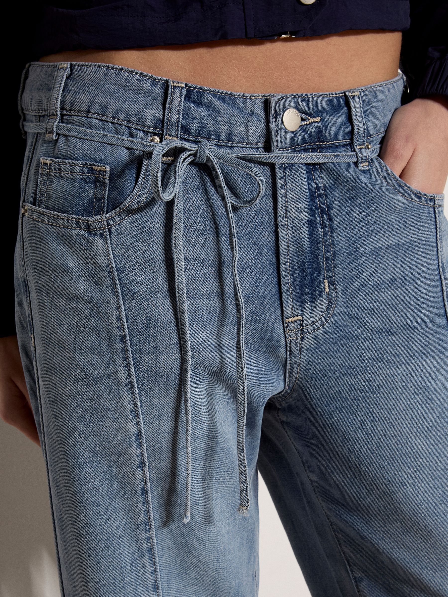Buy Apricot Blue Mai Tie Detail Straight Leg Jeans from the Next UK ...