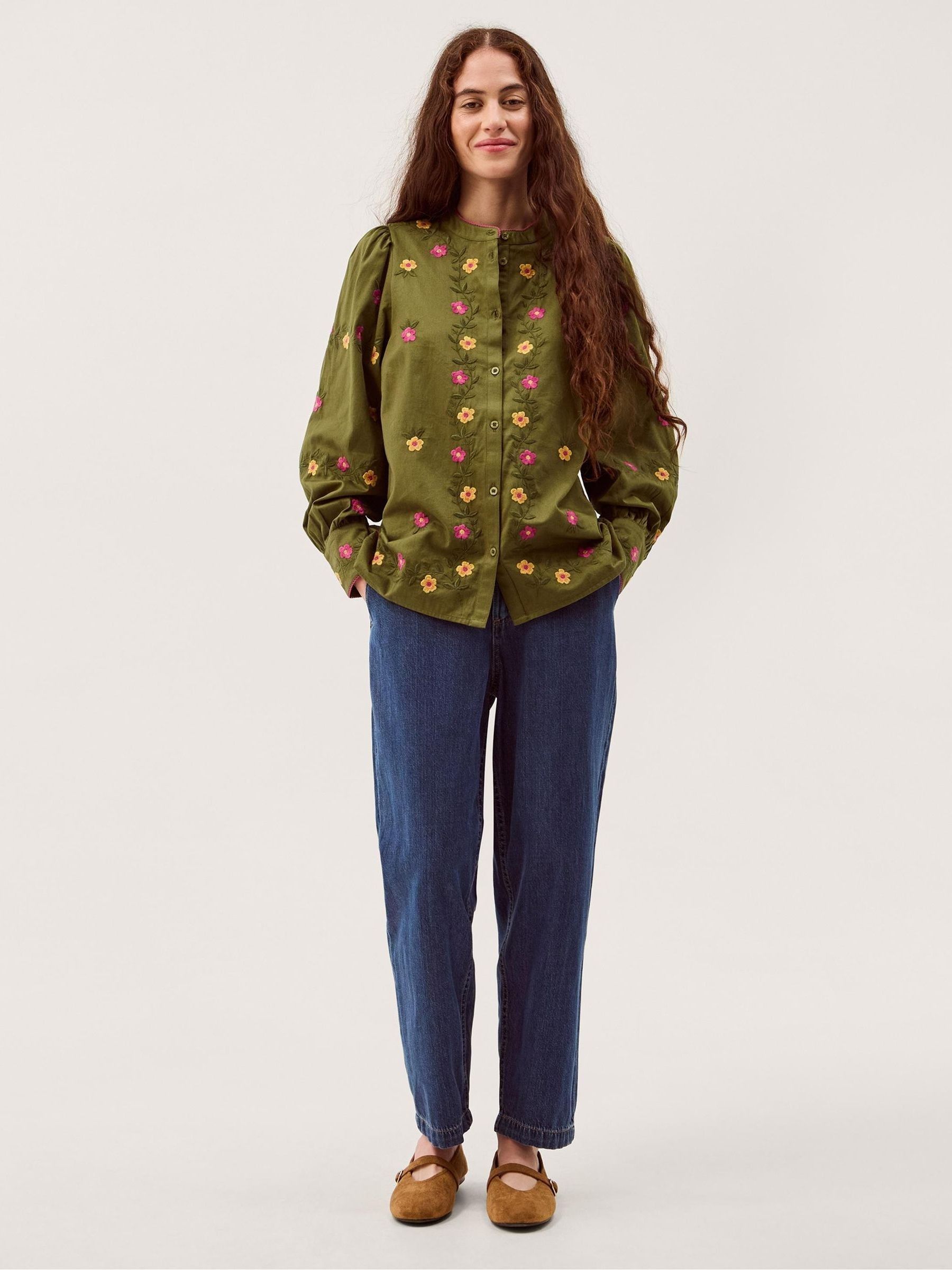 Buy Monsoon Green Andrea Floral Embroidered Blouse from the Next UK ...