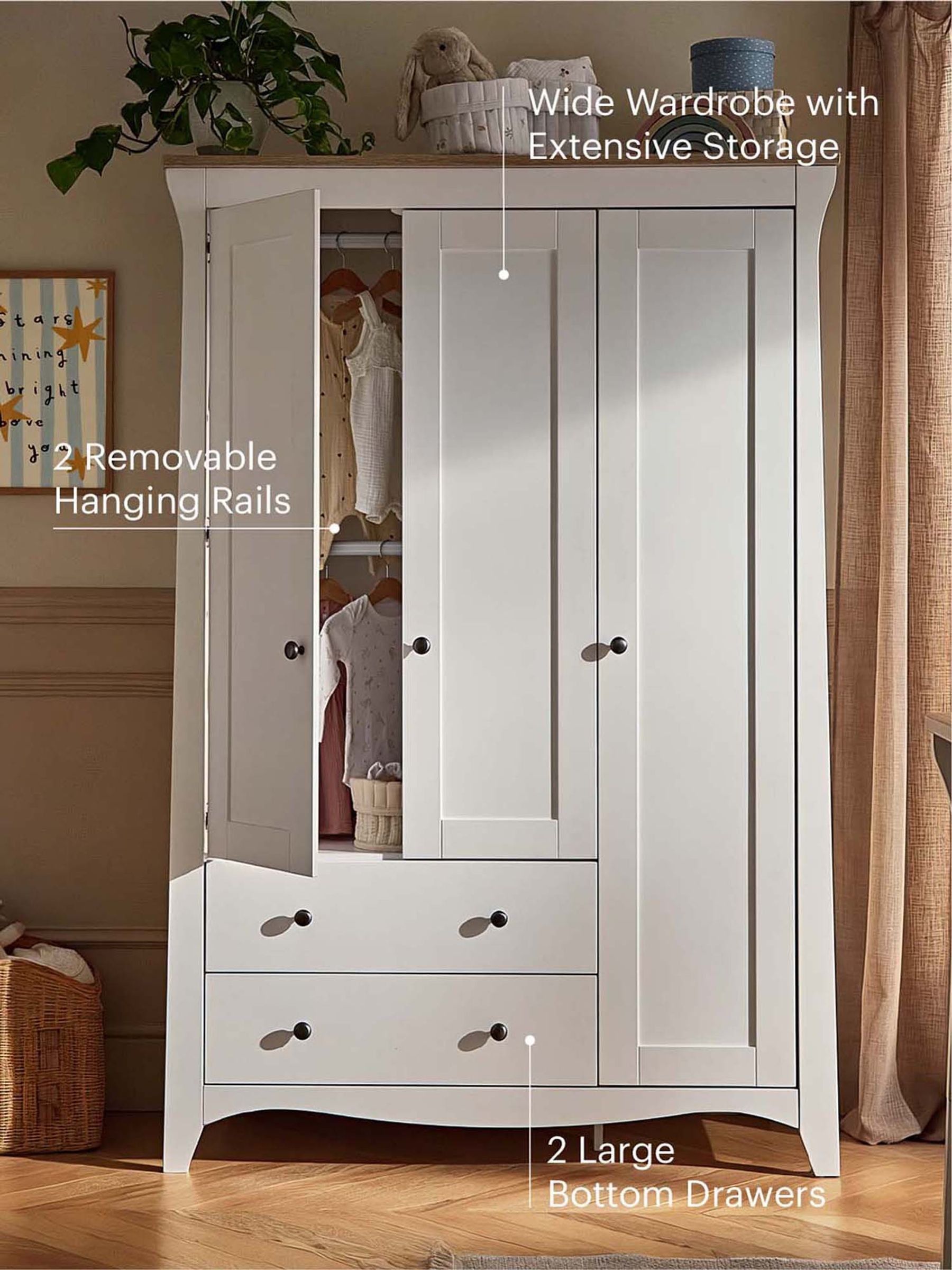 Buy Cuddleco White/Ash Clara Triple Wardrobe from the Next UK online shop
