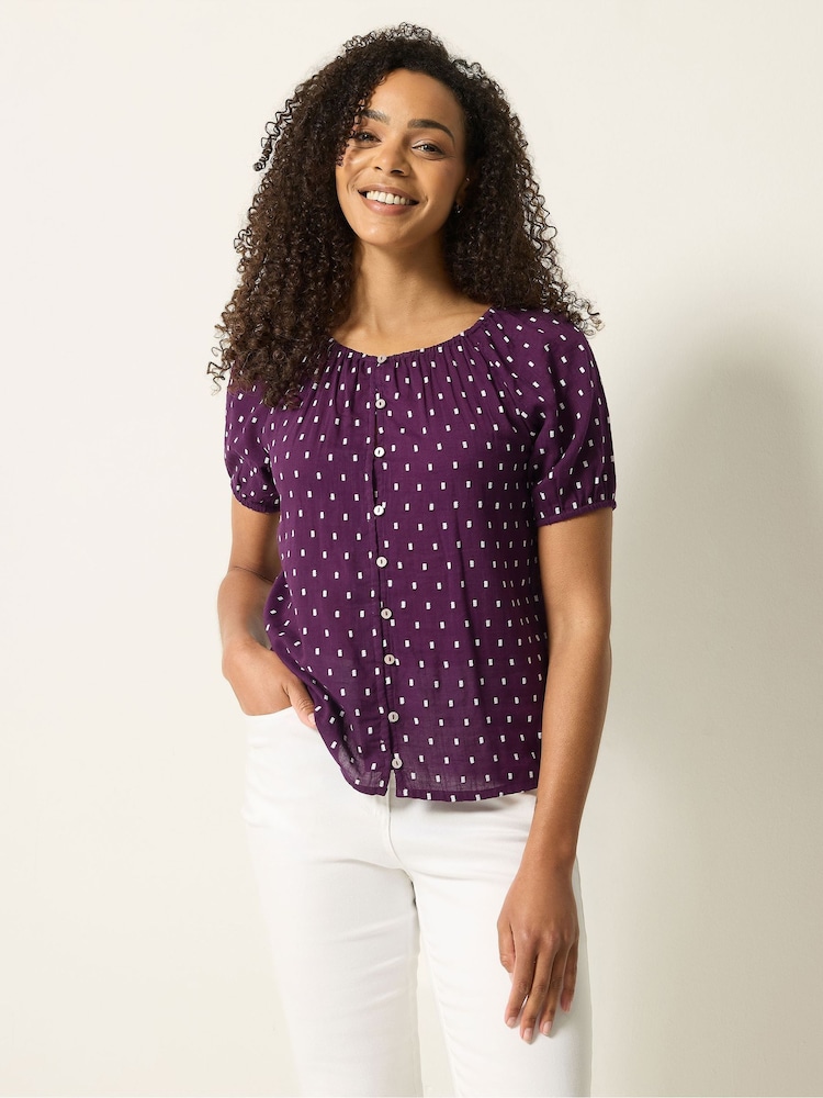 Buy M&Co Purple Short Sleeve Button Dobby Blouse from the Next UK ...