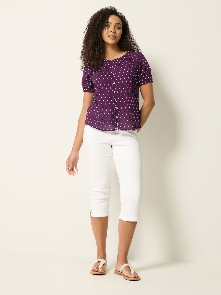 Buy M&Co Purple Short Sleeve Button Dobby Blouse from the Next UK ...