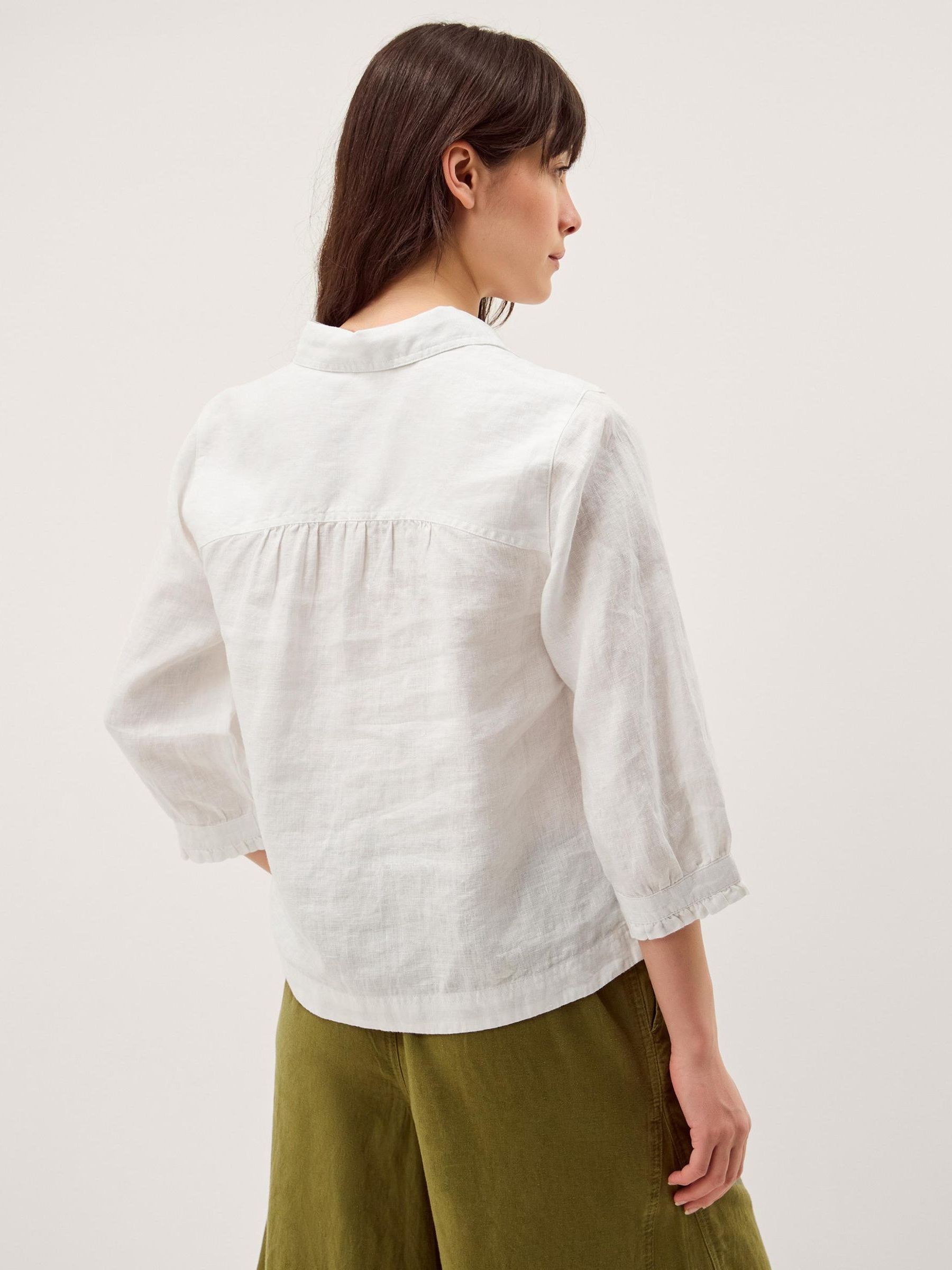 Buy Monsoon Cream Emelia Linen Cropped Sleeve Shirt from the Next UK ...