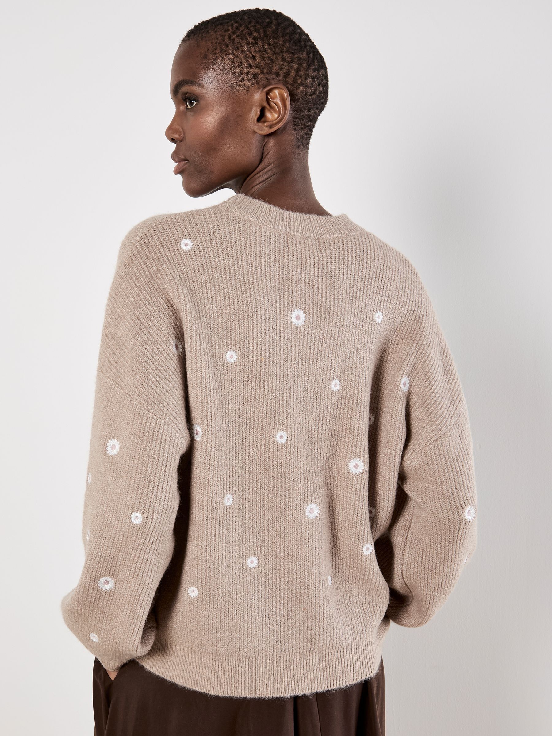 Buy Apricot Natural Daisy Embroidered Ribbed Jumper from the Next UK ...