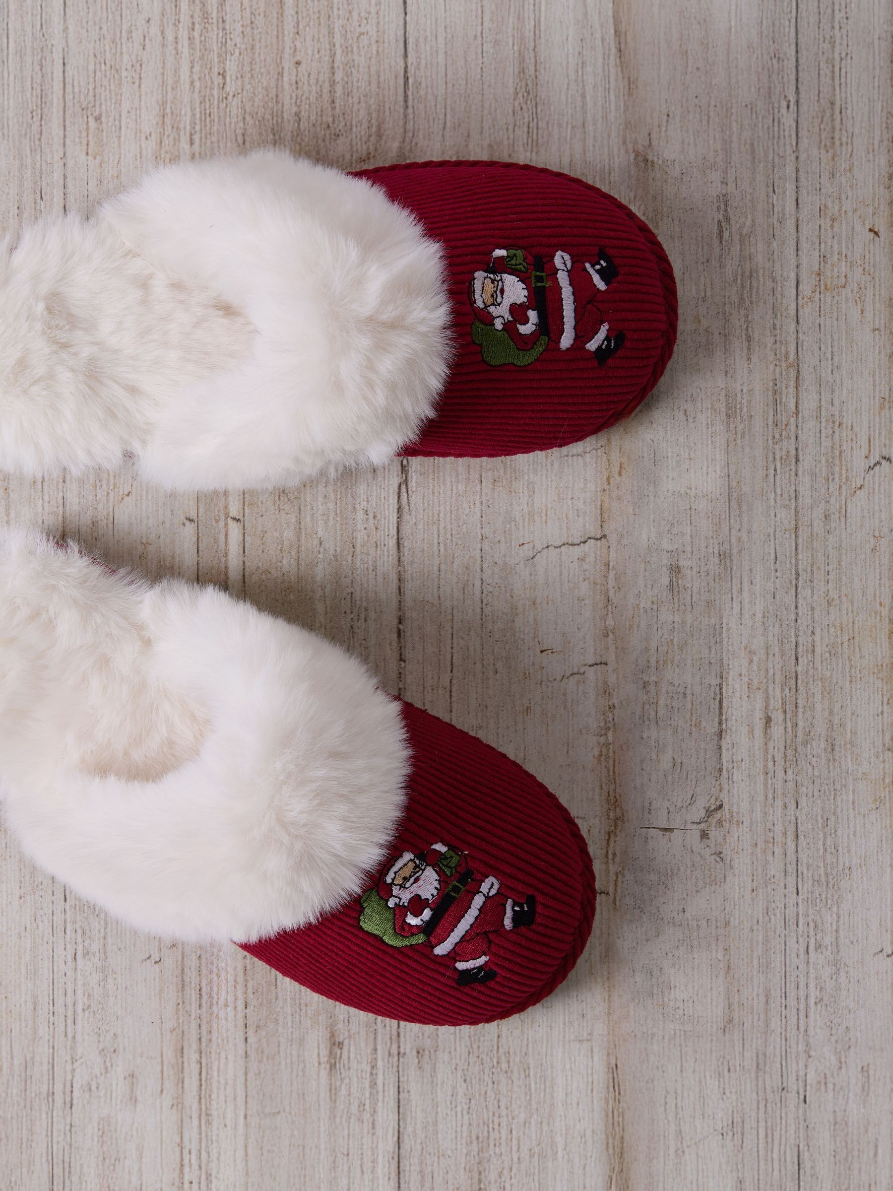 Buy Chelsea Peers Red Christmas Embroidered Santa Snowball Mule ...