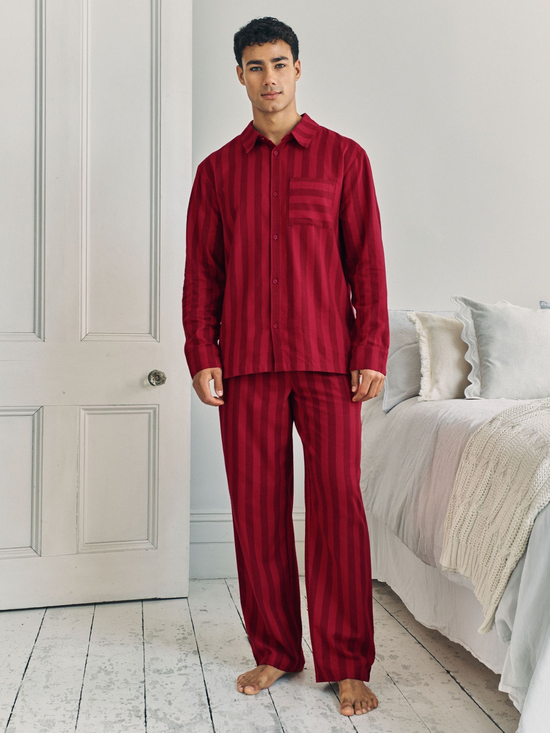 Buy Chelsea Peers Red Cotton Stripe Long Pyjamas Set from Next Netherlands