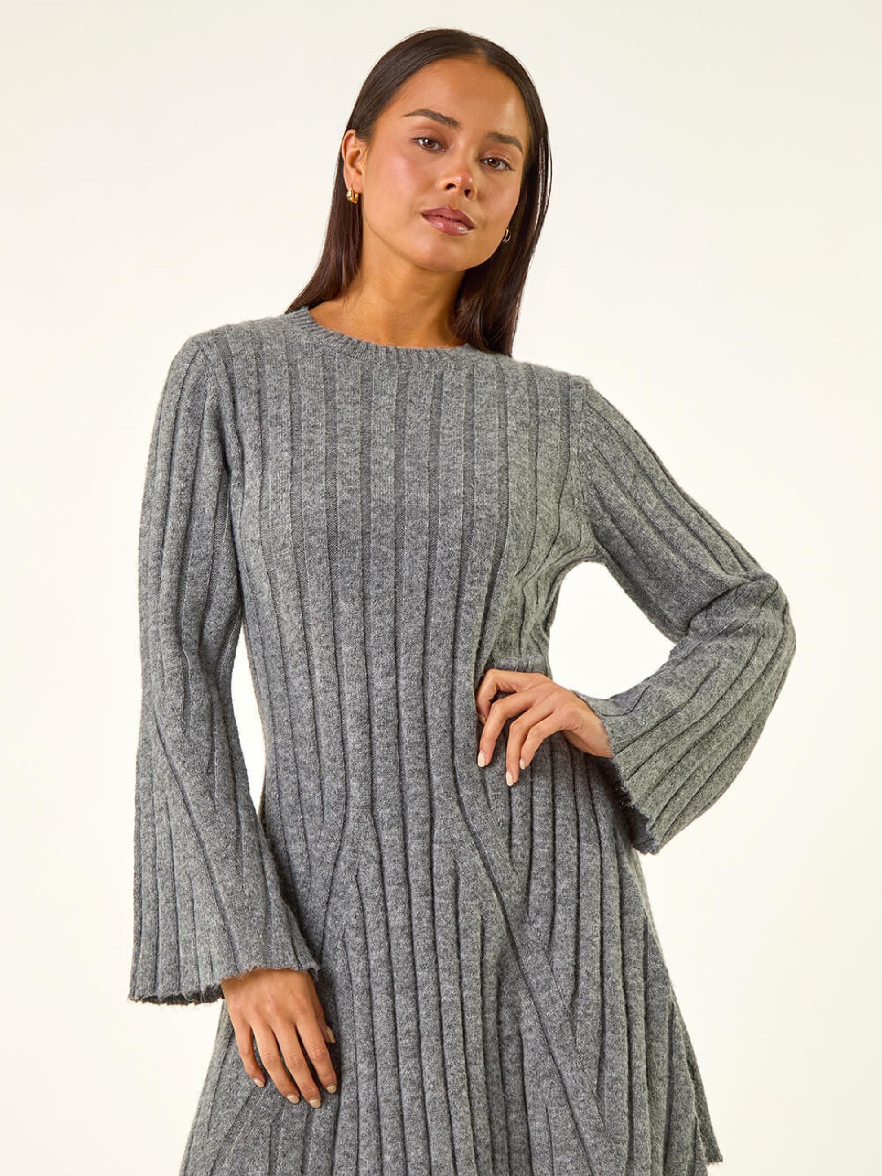 Buy Grey - Roman Petite High Neck Knitted Dress from Next Germany