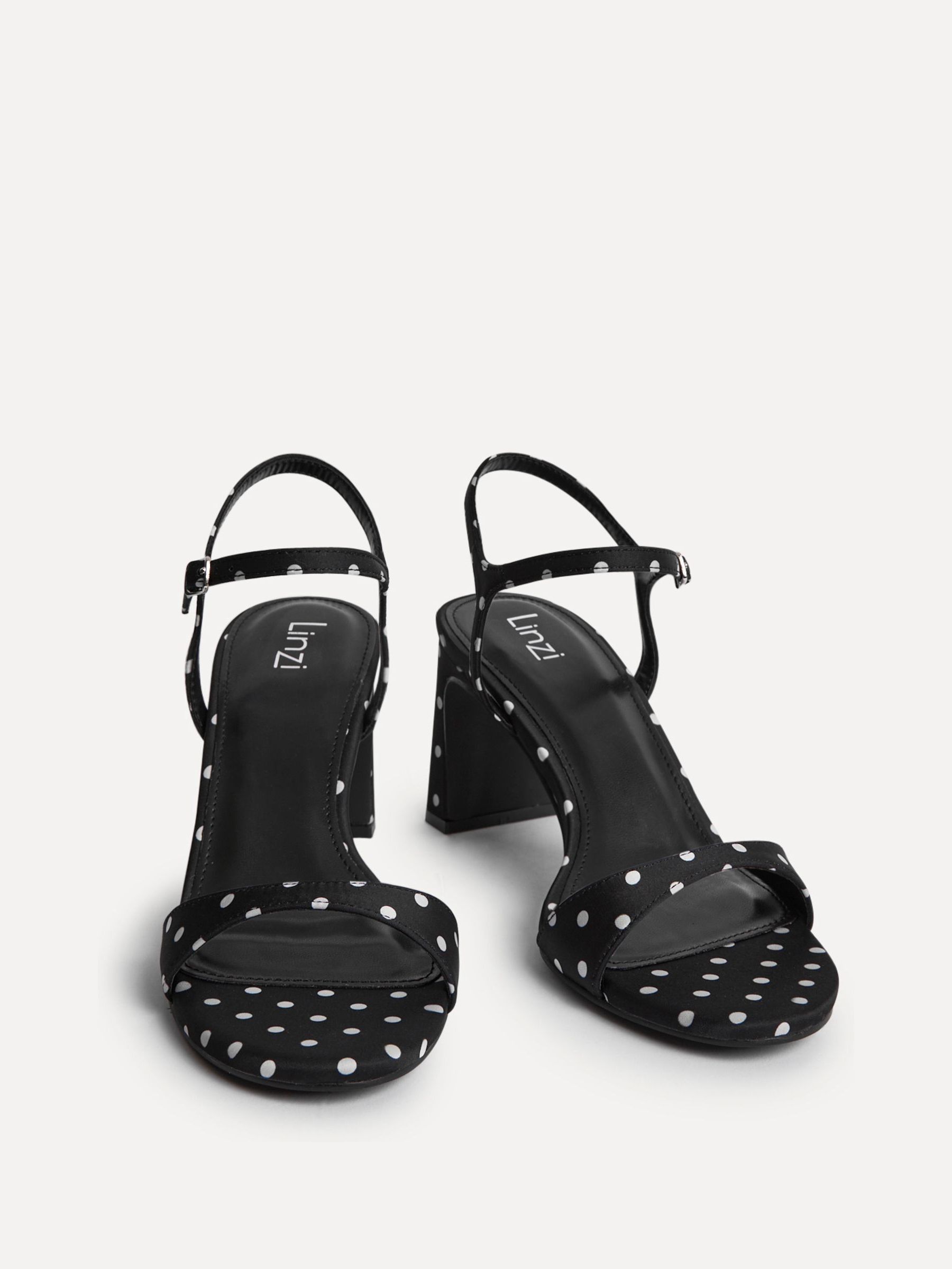 Buy Linzi Black Chrome Charisma Barely There Block Heeled Sandals from ...
