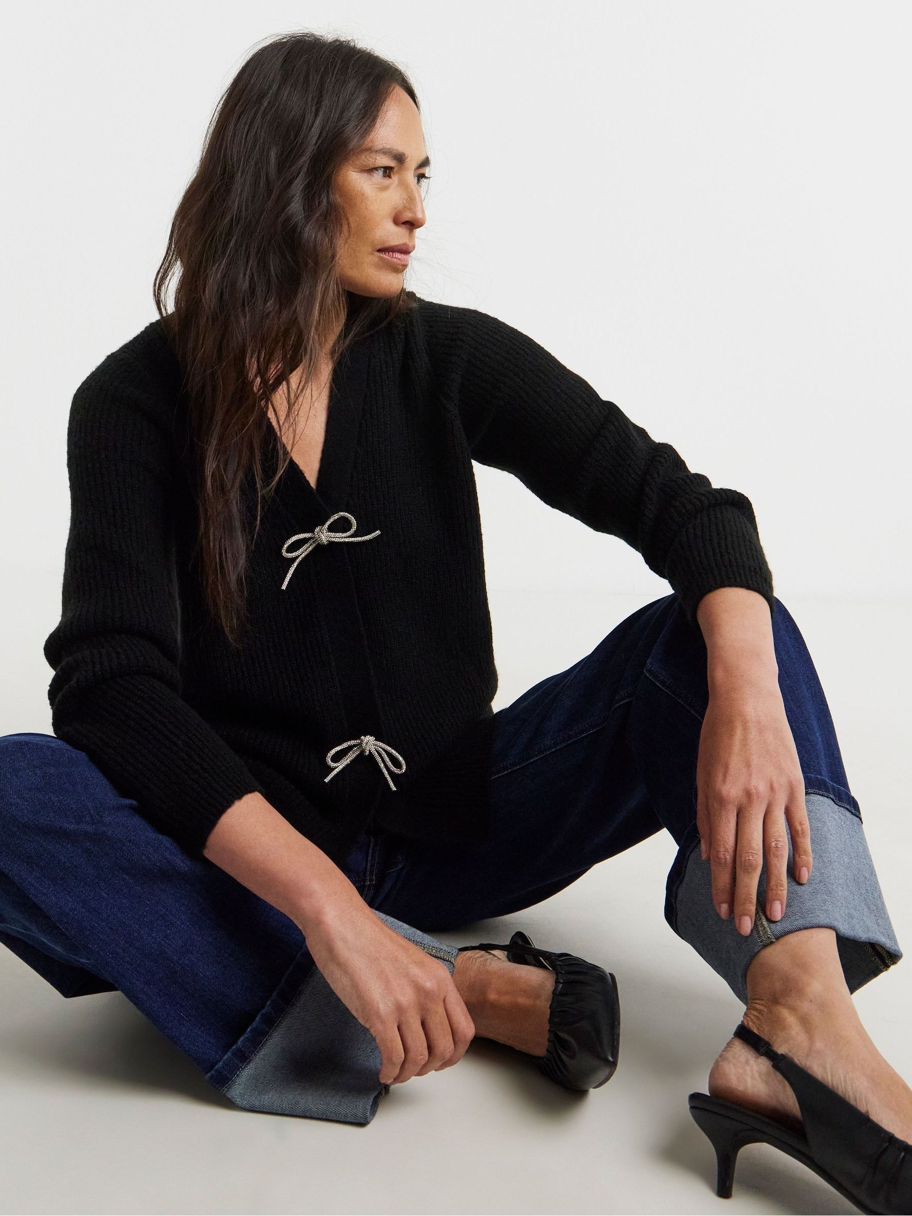 Buy JD Williams Black Bow Button Knitted Cardigan from the Next UK ...
