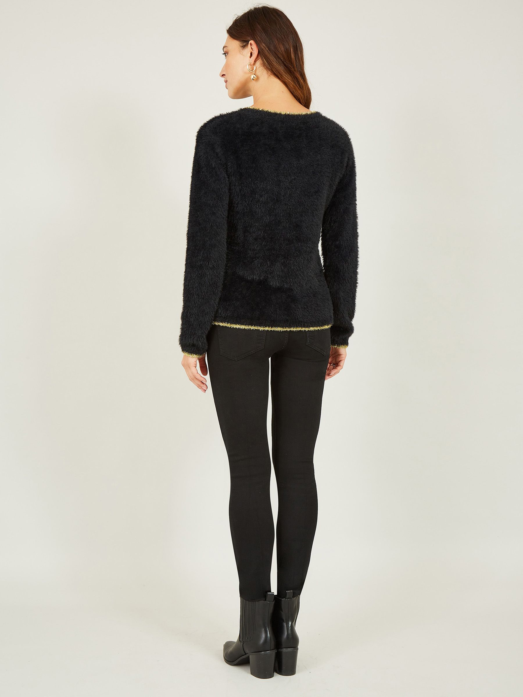 Buy Yumi Black Fluffy Star Christmas Jumper from the Next UK online shop