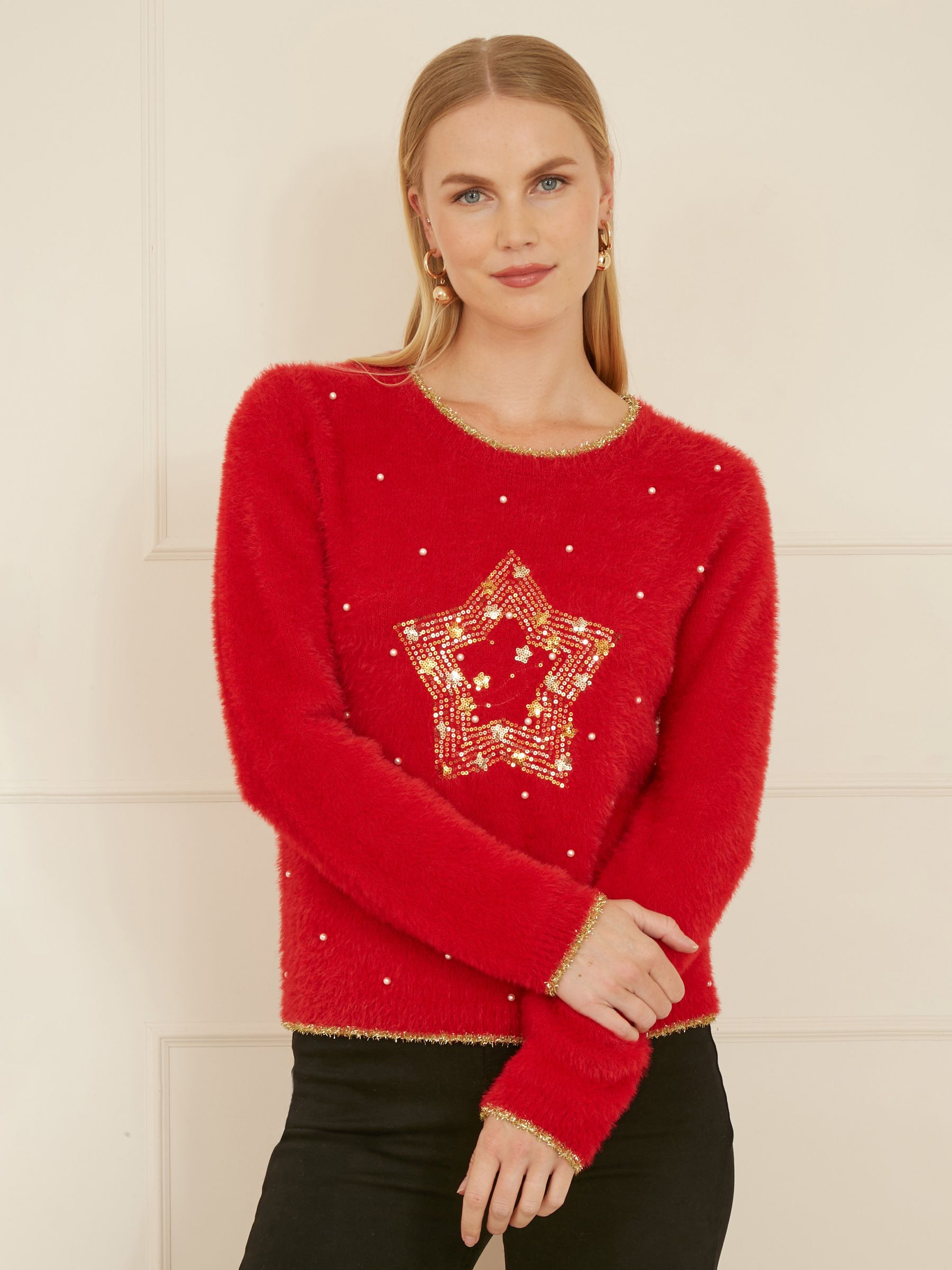 Buy Yumi Red Fluffy Star Christmas Jumper from the Next UK online shop