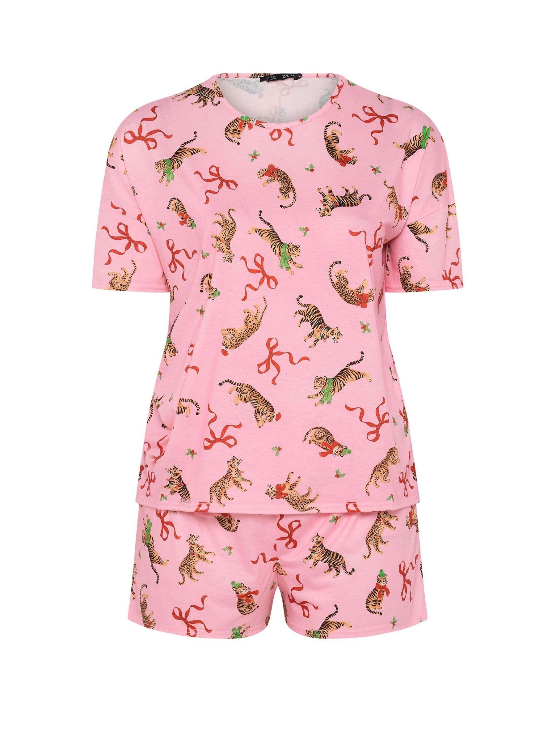Buy Yours Curve Limited Tiger Bow Christmas Pyjamas Set from Next Egypt