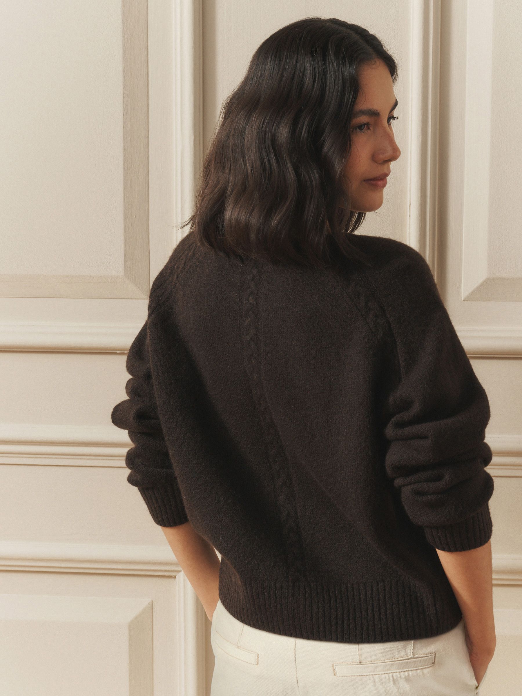 Buy Laura Ashley Chocolate Brown Cable Knit Cardigan from the Next UK ...