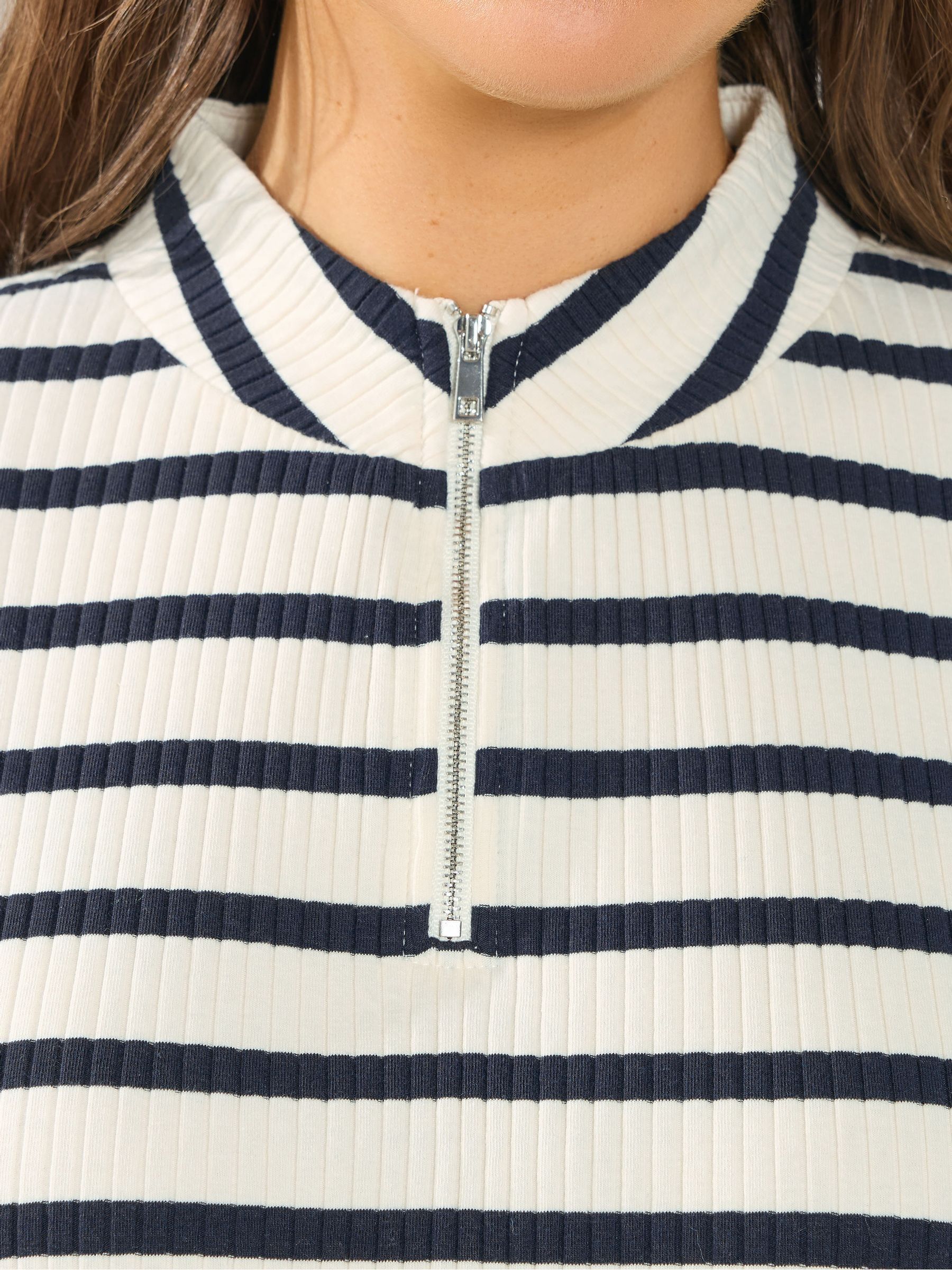 Buy Yours Curve Cream Ribbed Quarter Zip Neck T-Shirt from Next Belgium