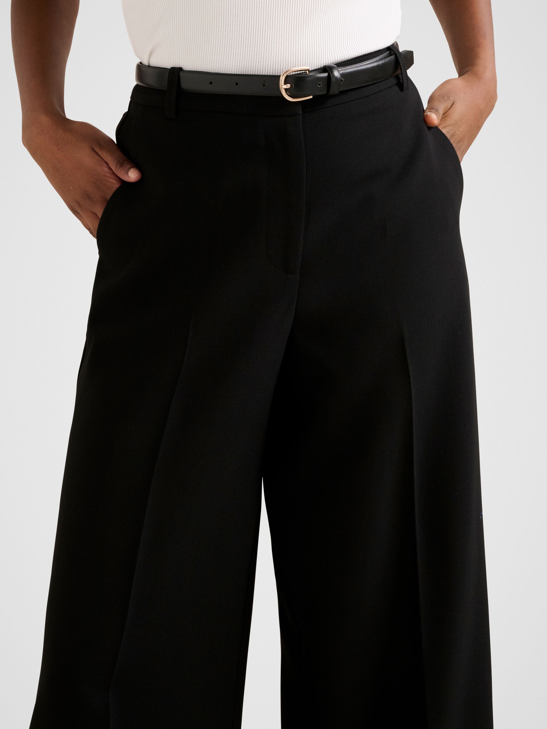 Buy Forever New Black Alexandra Petite Belted Wide Leg Pants from Next ...