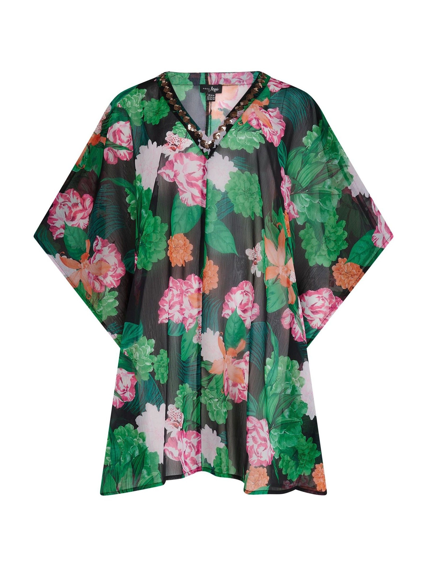 Buy Pour Moi Black Chiffon V-Neck Embellished Kaftan from Next Belgium