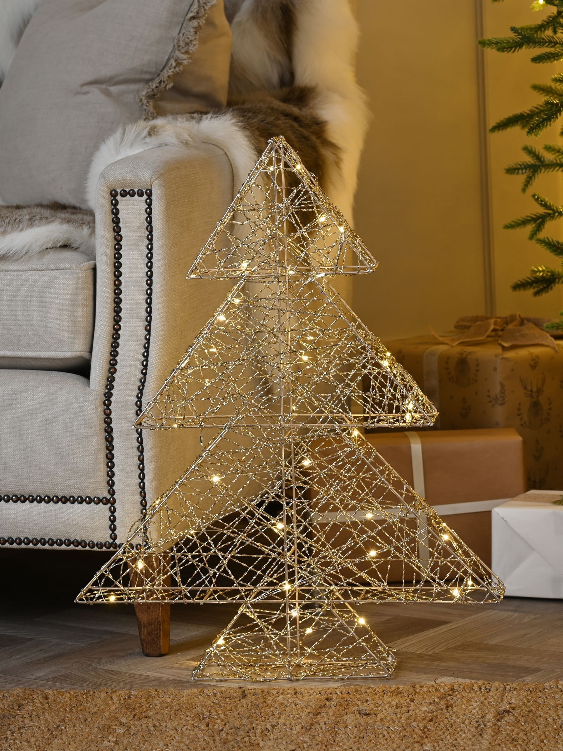 Buy Festive 60cm BO Lit Gold Shimmer Tree With Timer WW LED from the ...