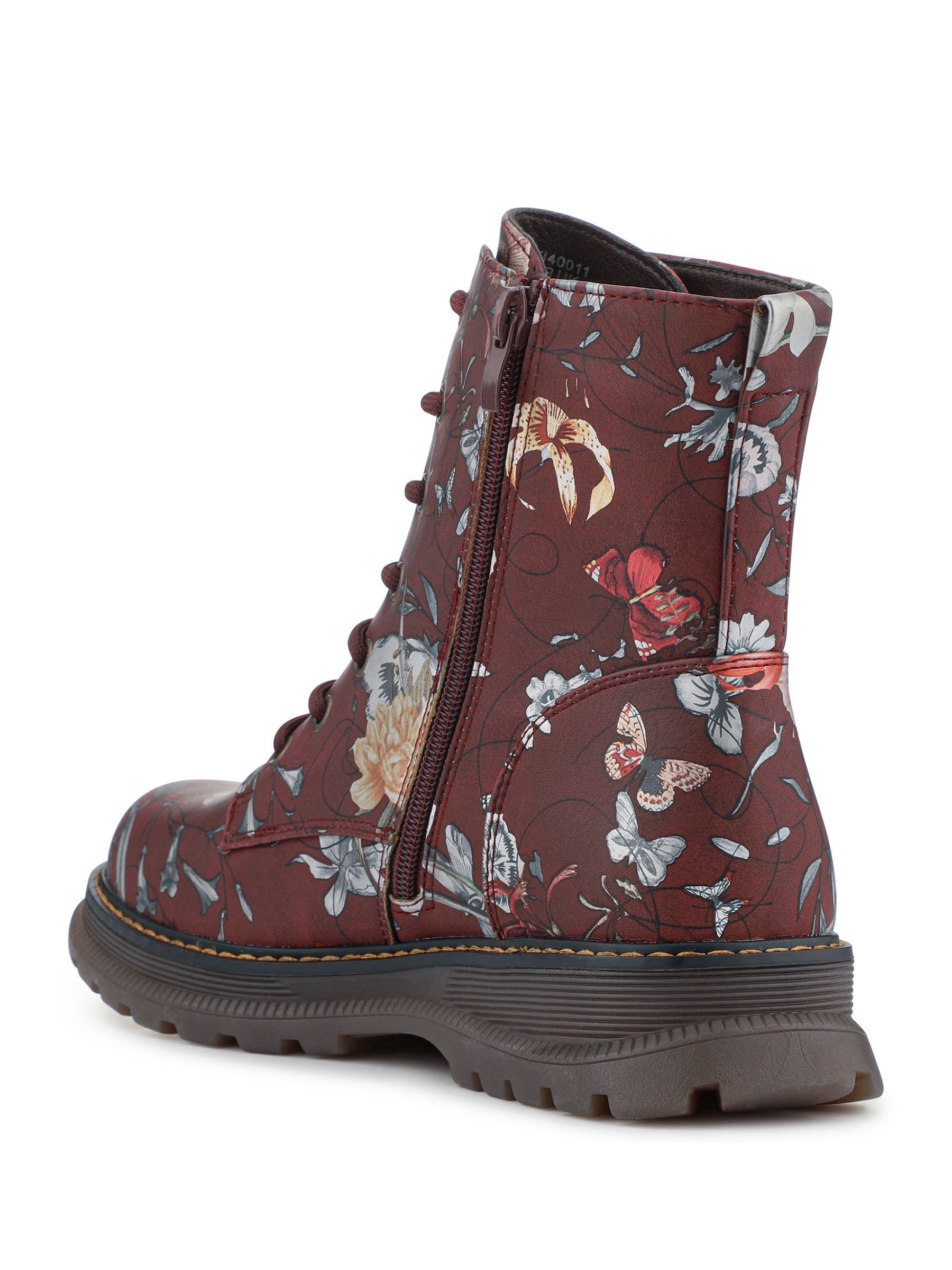 Buy Pavers Red Lace Up Floral Boots from the Next UK online shop