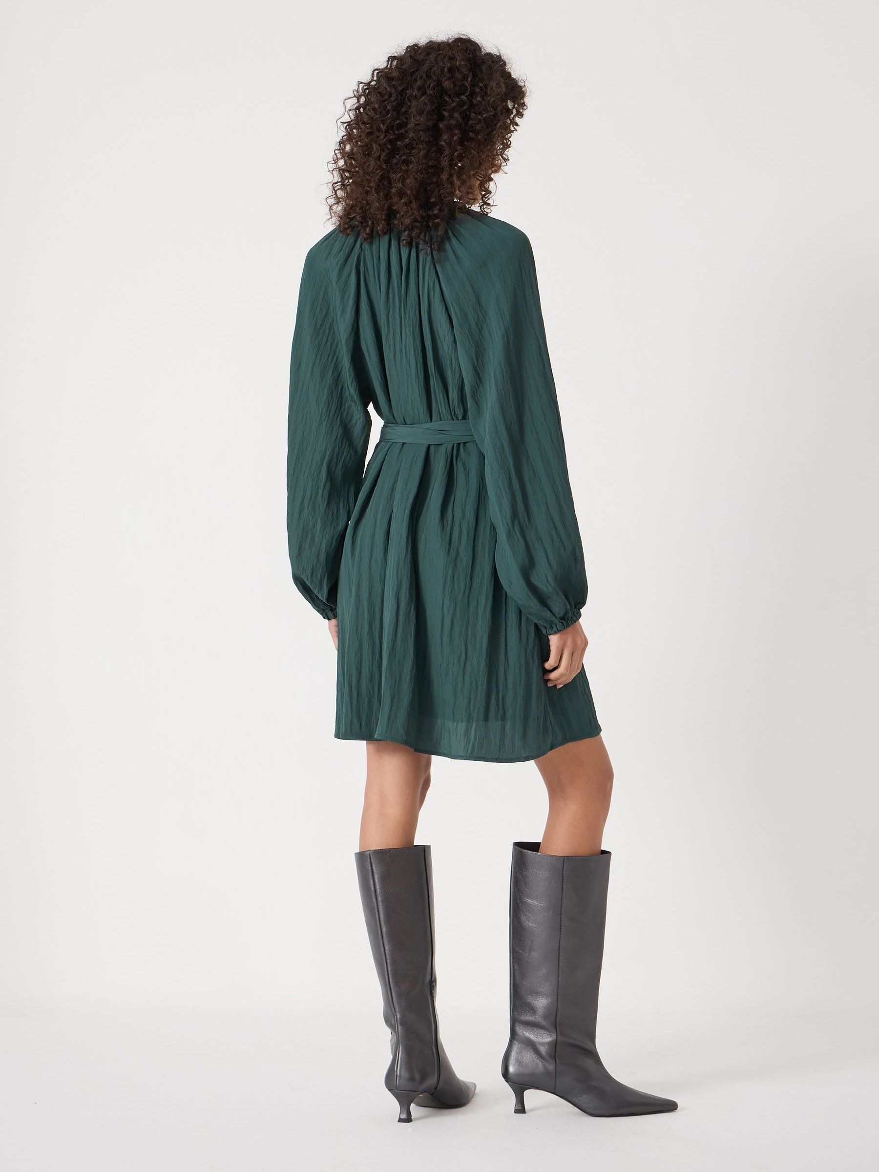 Buy Hush Green Ruffled Long Sleeve Mini Dress from Next Kuwait