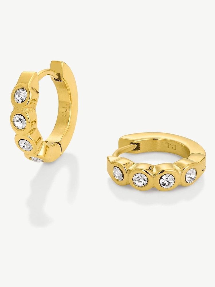 Buy D.Louise Gold Tone Waterproof Bezel Huggies Earrings from Next Belgium