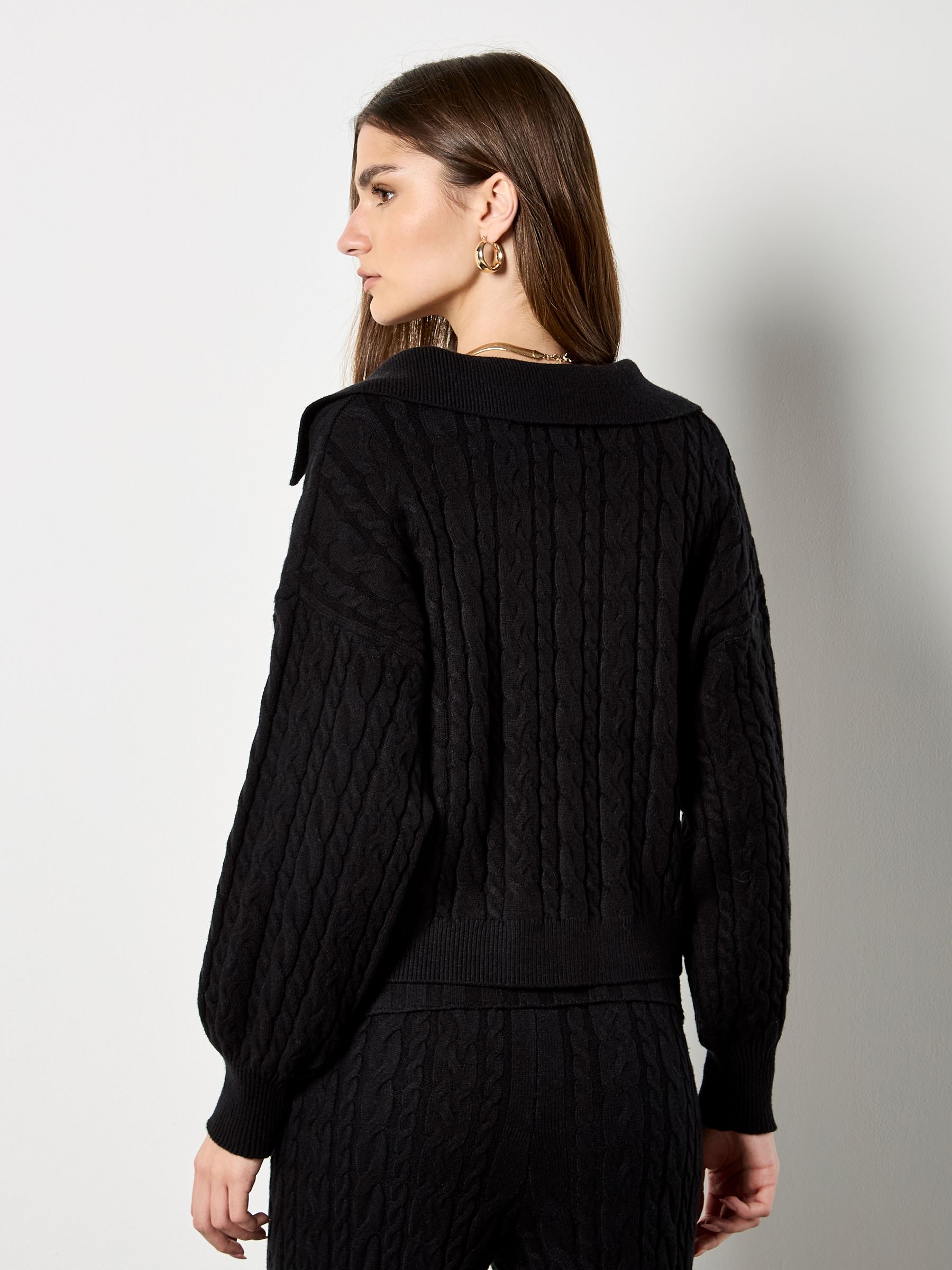 Buy Apricot Black Cable Collar Jumper from Next Belgium