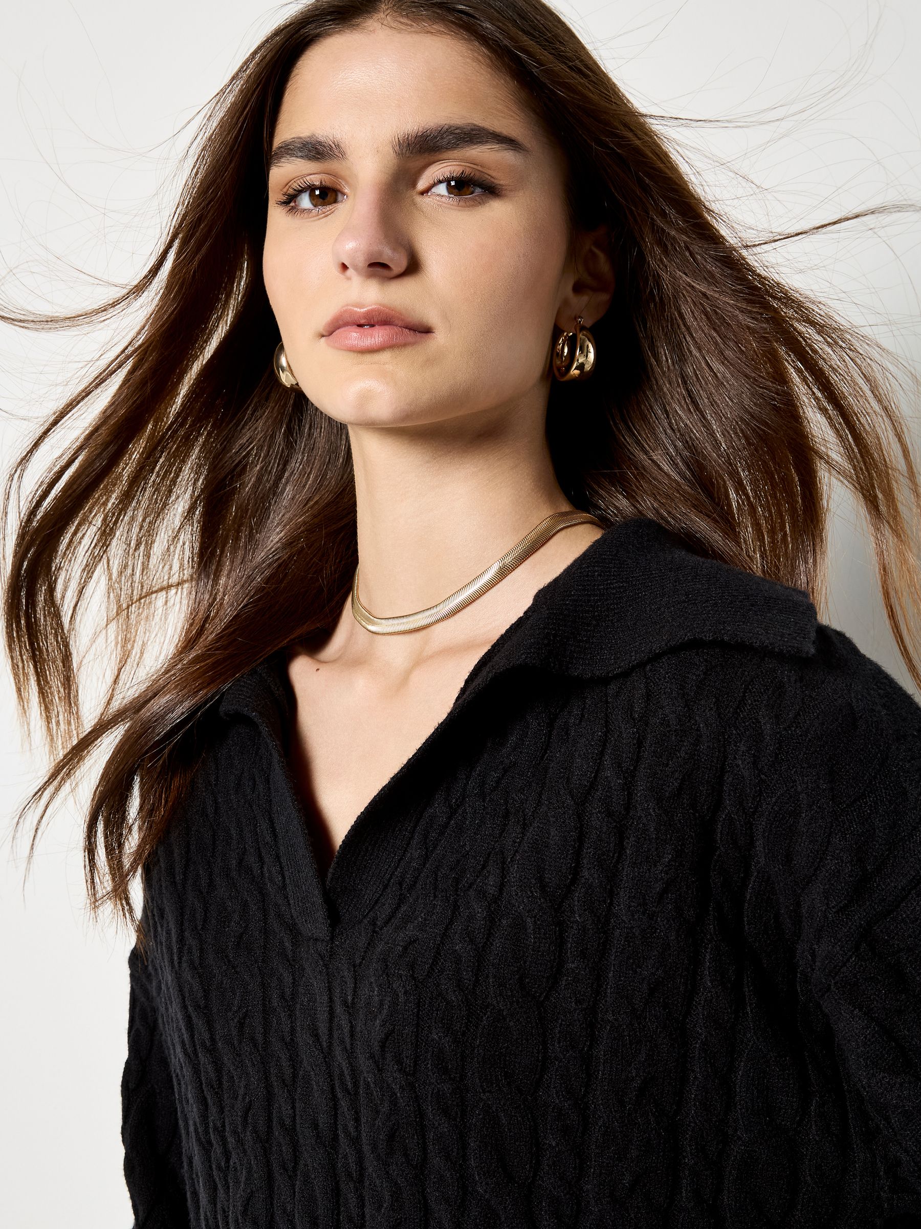 Buy Apricot Black Cable Collar Jumper from Next Malaysia