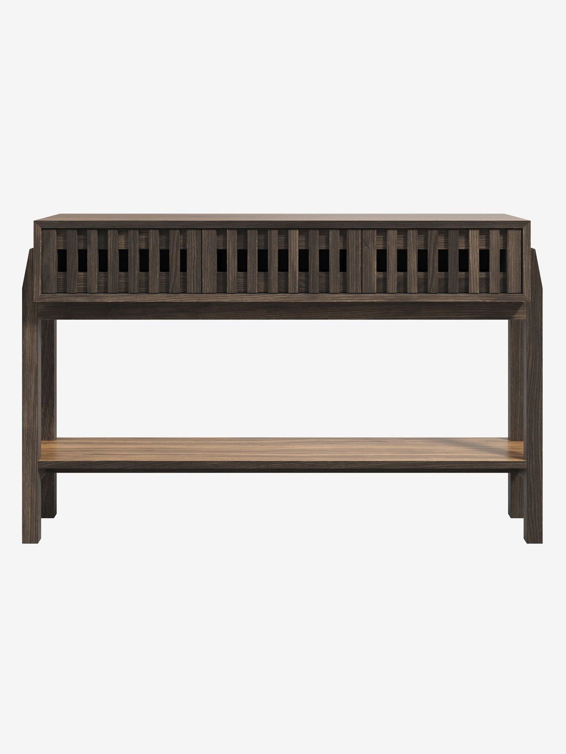 Buy Abigail Ahern Zebrano and Dark Stained Ash Batten 3 Drawer Console ...