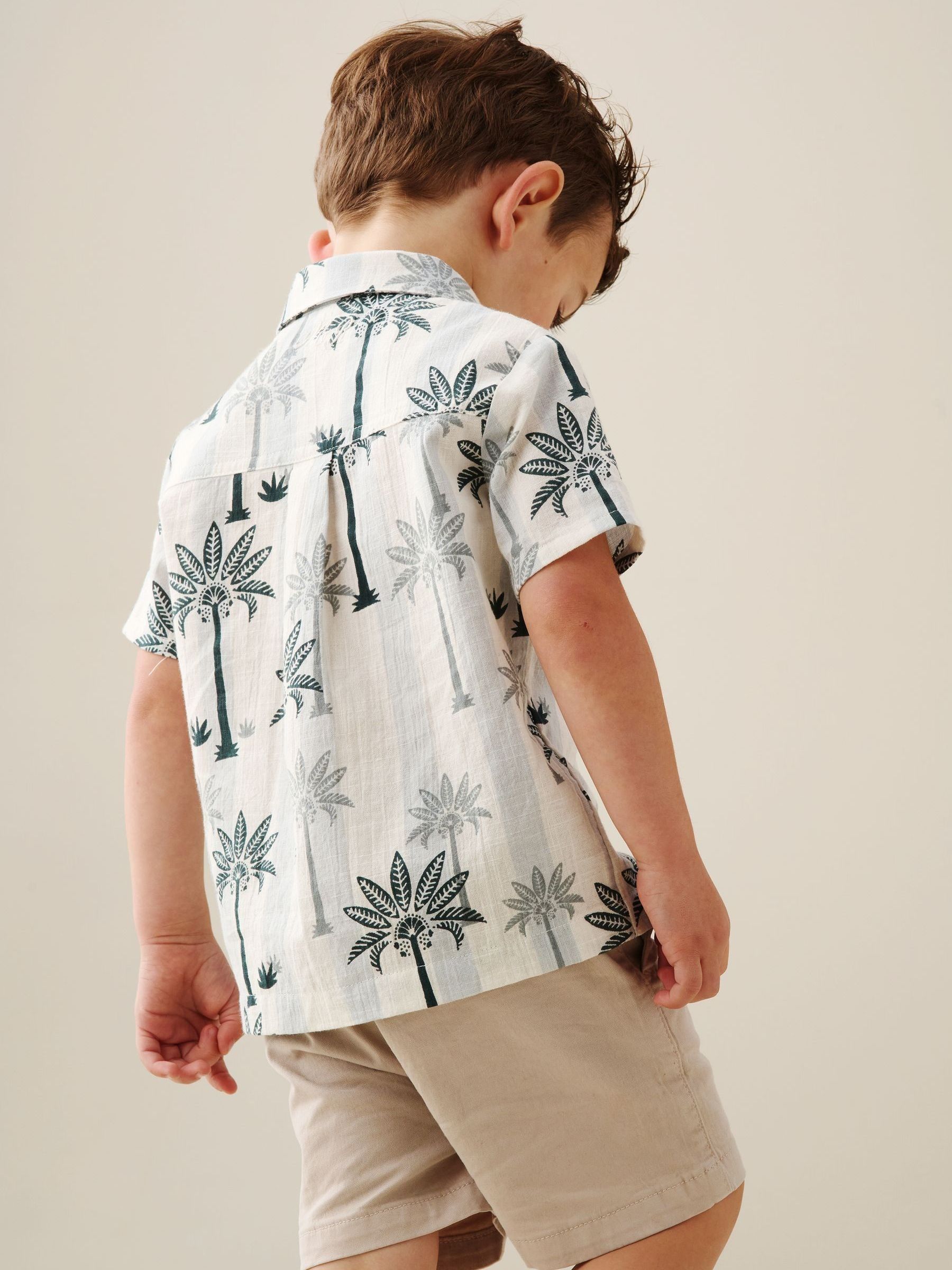 Buy Angel & Rocket Blue Jamie Palm Stripe Short Sleeve Shirt from the ...