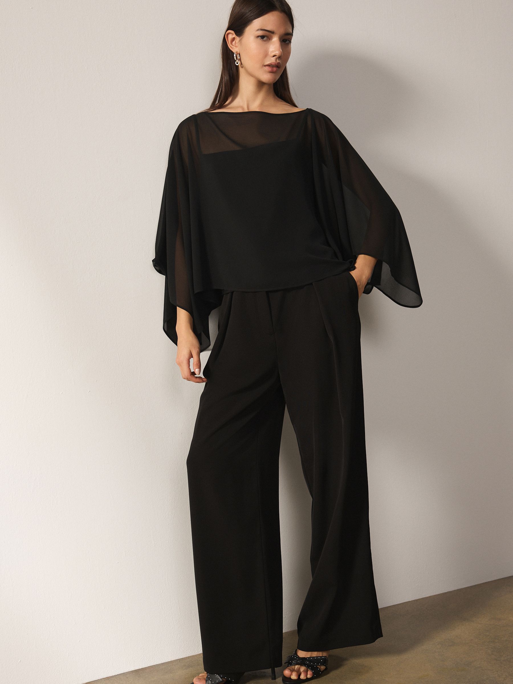 Buy Black Sheer Layer Cape Sleeve Top with Cami from the Next UK online ...