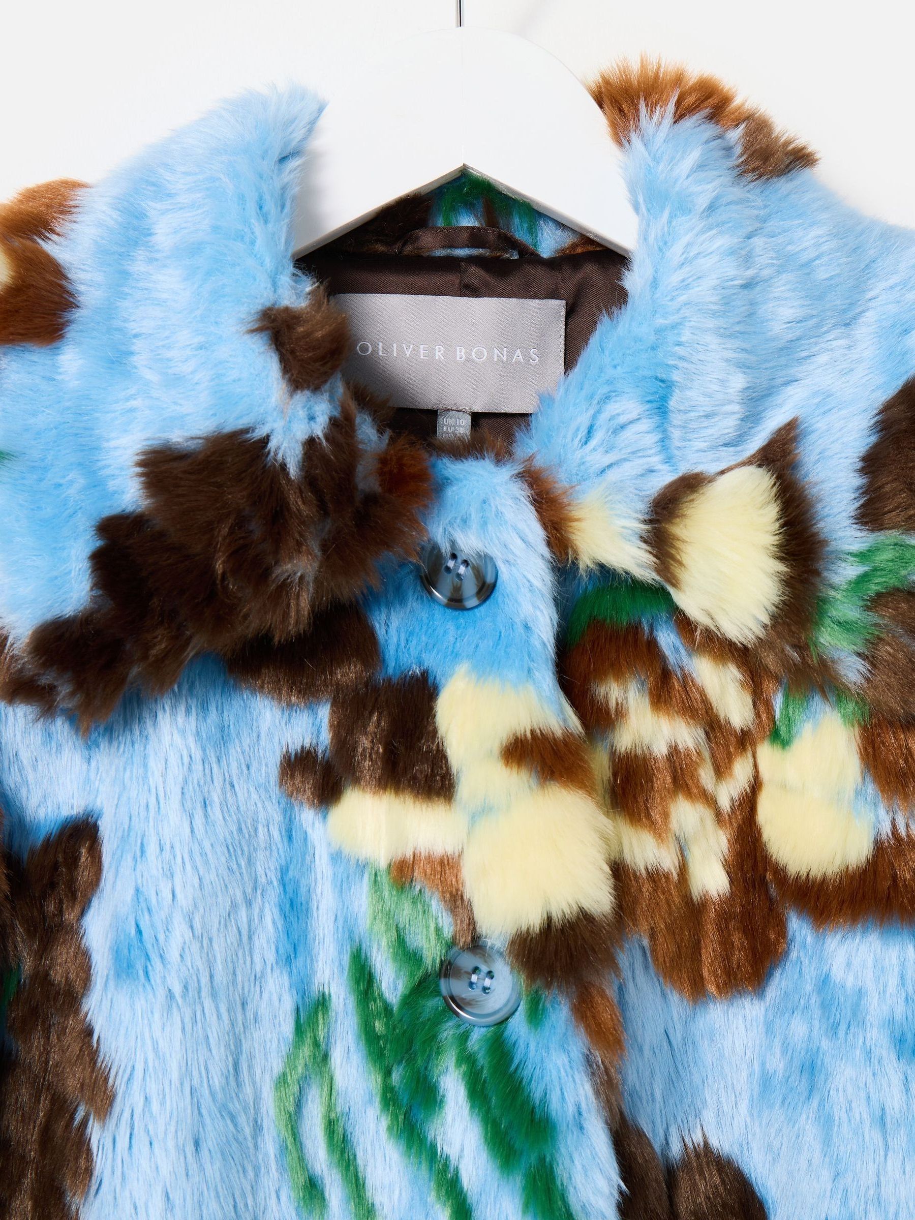 Buy Oliver Bonas Blue Floral Faux Fur Coat from the Next UK online shop