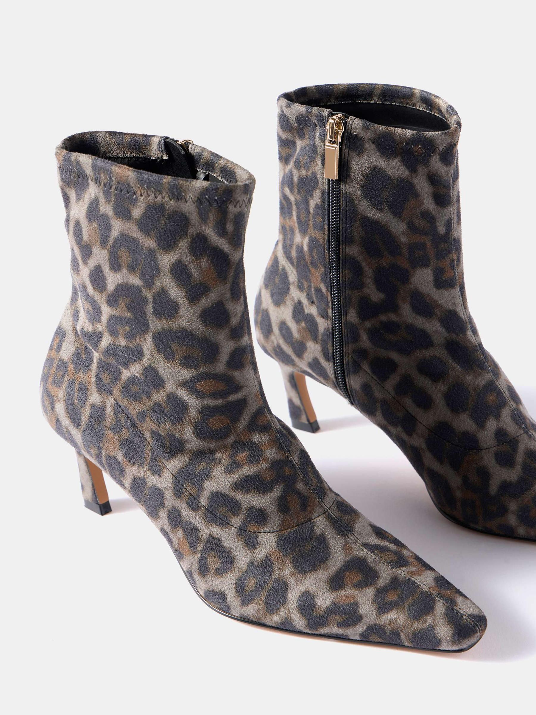 Buy Mint Velvet Black Isla Leopard Print Ankle Boots from Next Cyprus