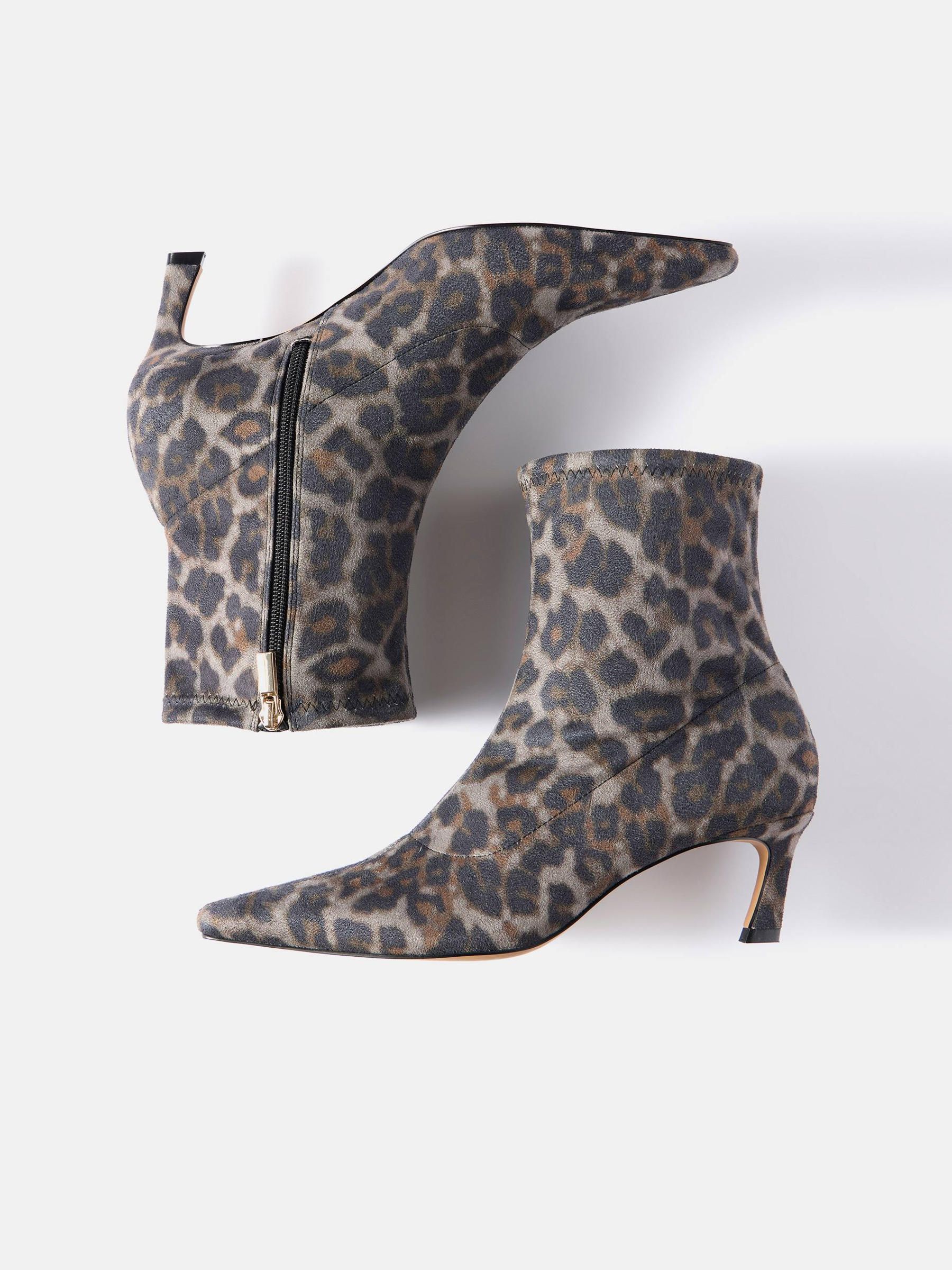 Buy Mint Velvet Black Isla Leopard Print Ankle Boots from Next Cyprus