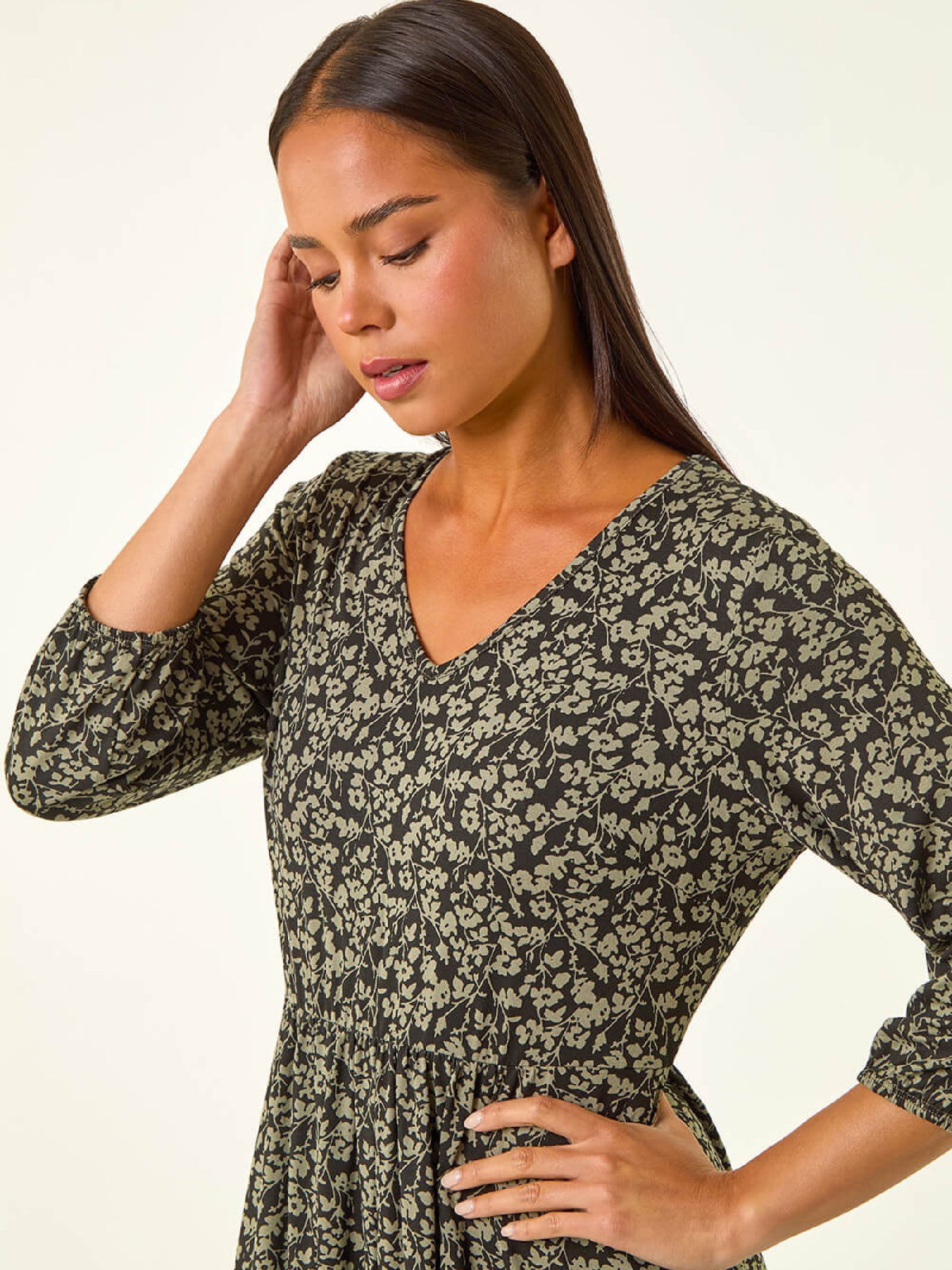 Buy Roman Green Petite Floral Midi Dress from Next Italy