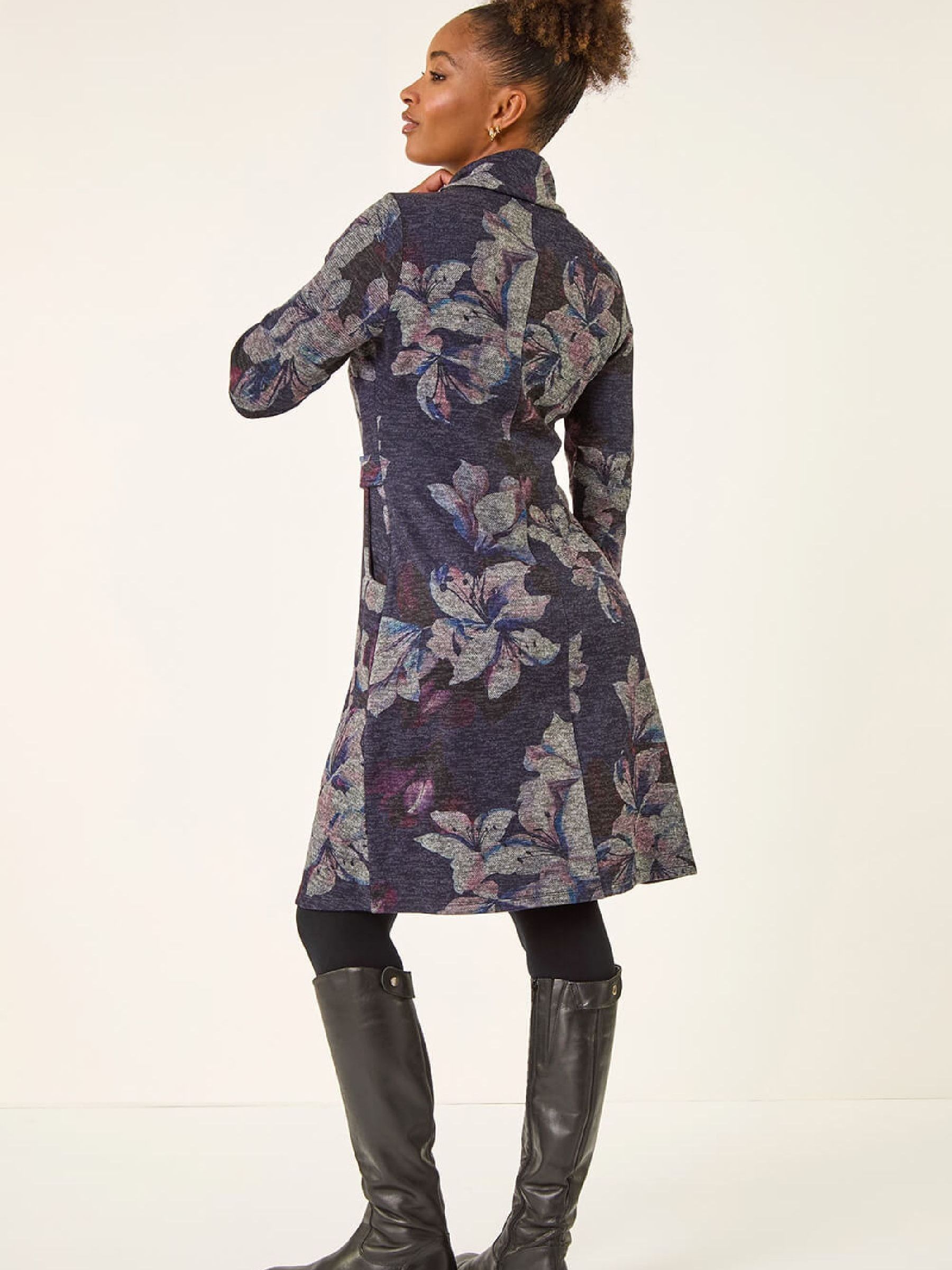 Buy Roman Purple Floral Cowl Neck Tab Dress from Next Canada