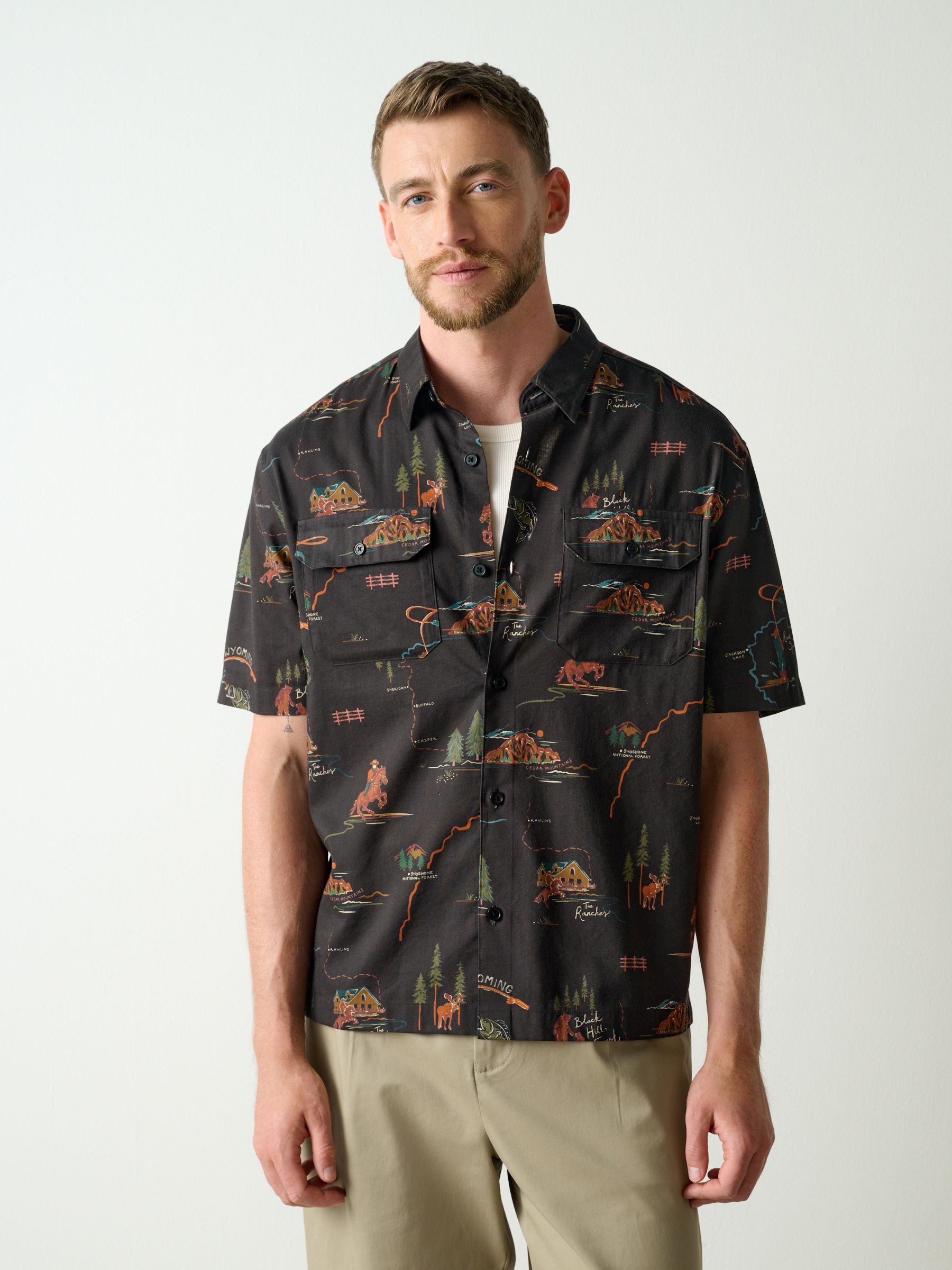 Buy Black Print Short Sleeve Shirt from Next Ireland