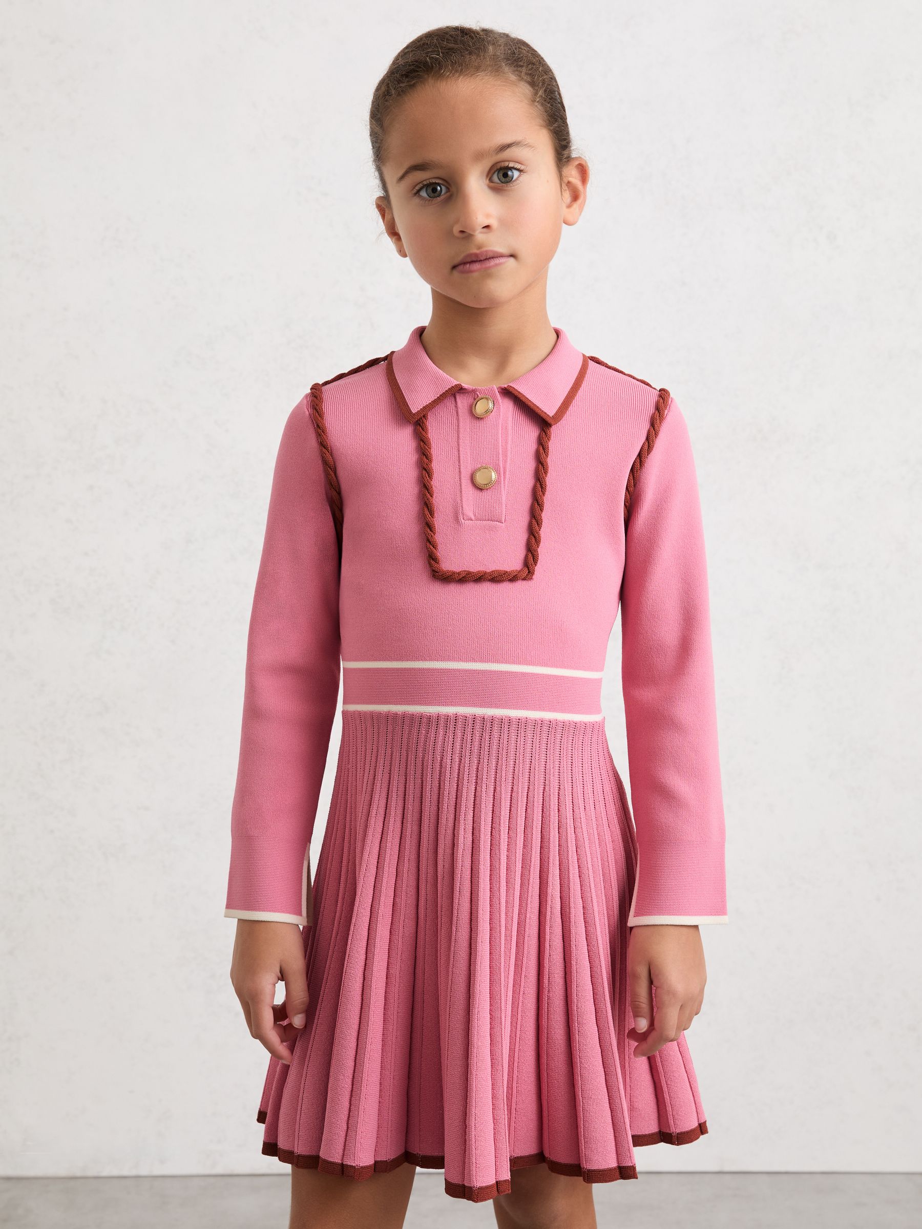 Buy Reiss Pink Freya 9-13 yrs Piped Knitted Skater Dress from Next ...